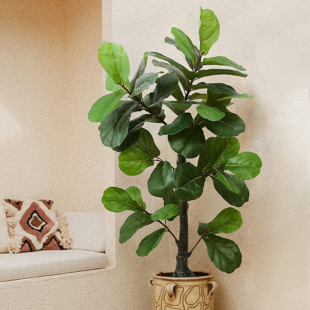 Veryhome Faux Fiddle Leaf Fig Tree Artificial Ficus Tree in Pot, 6Ft ...
