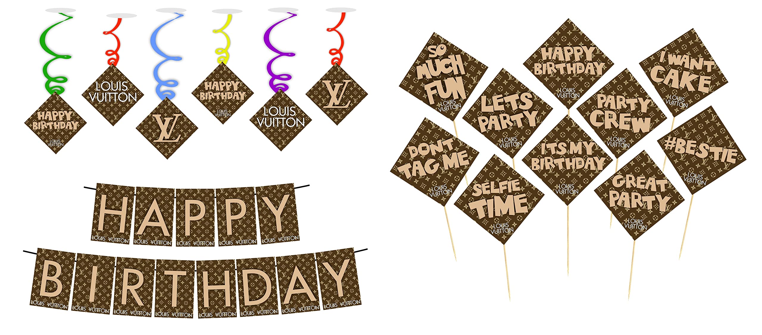 Partyzon Louis Vuitton Theme Props Banner Swirls Party Item Adults ...