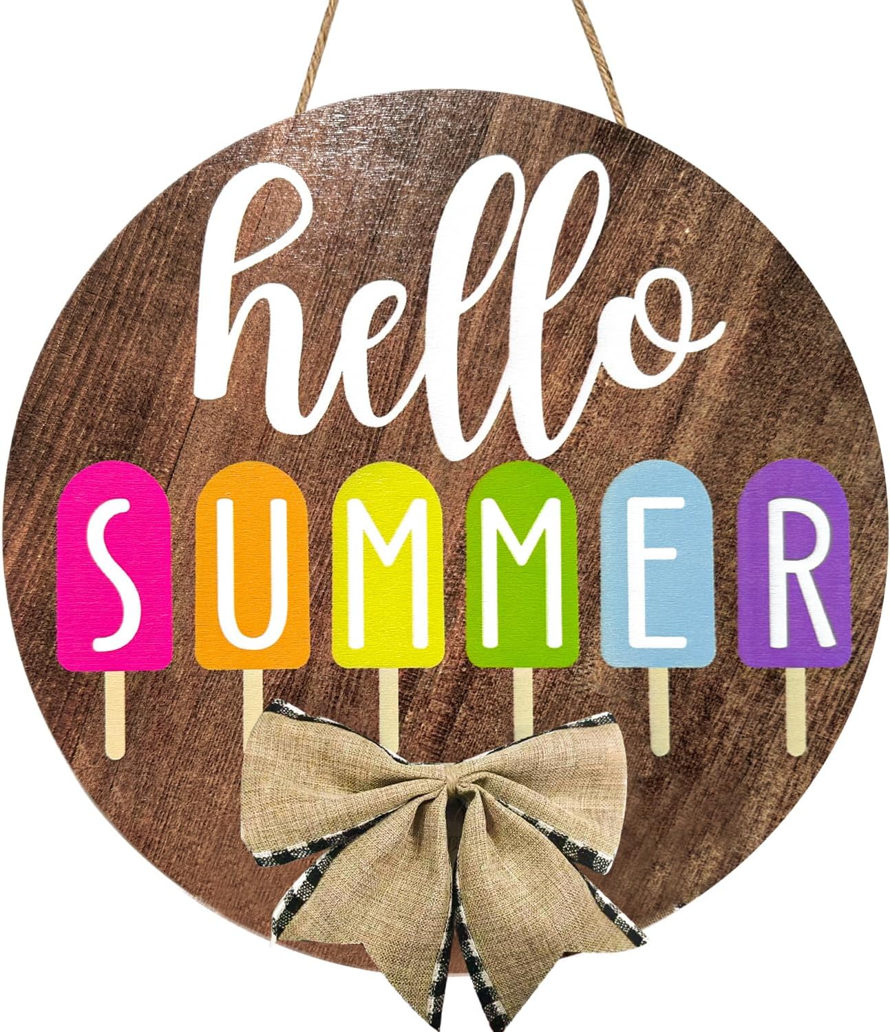 Amazon.com : Adurself Hello Summer Door Sign 12'' Summer Welcome Rustic ...
