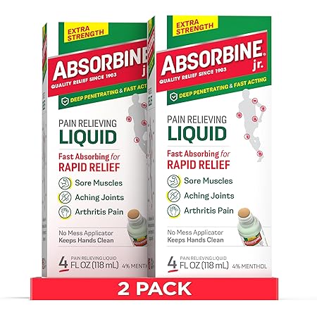 Amazon.com: Absorbine Jr Plus Pain Relieving Liquid - 4 oz, Pack of 2 ...