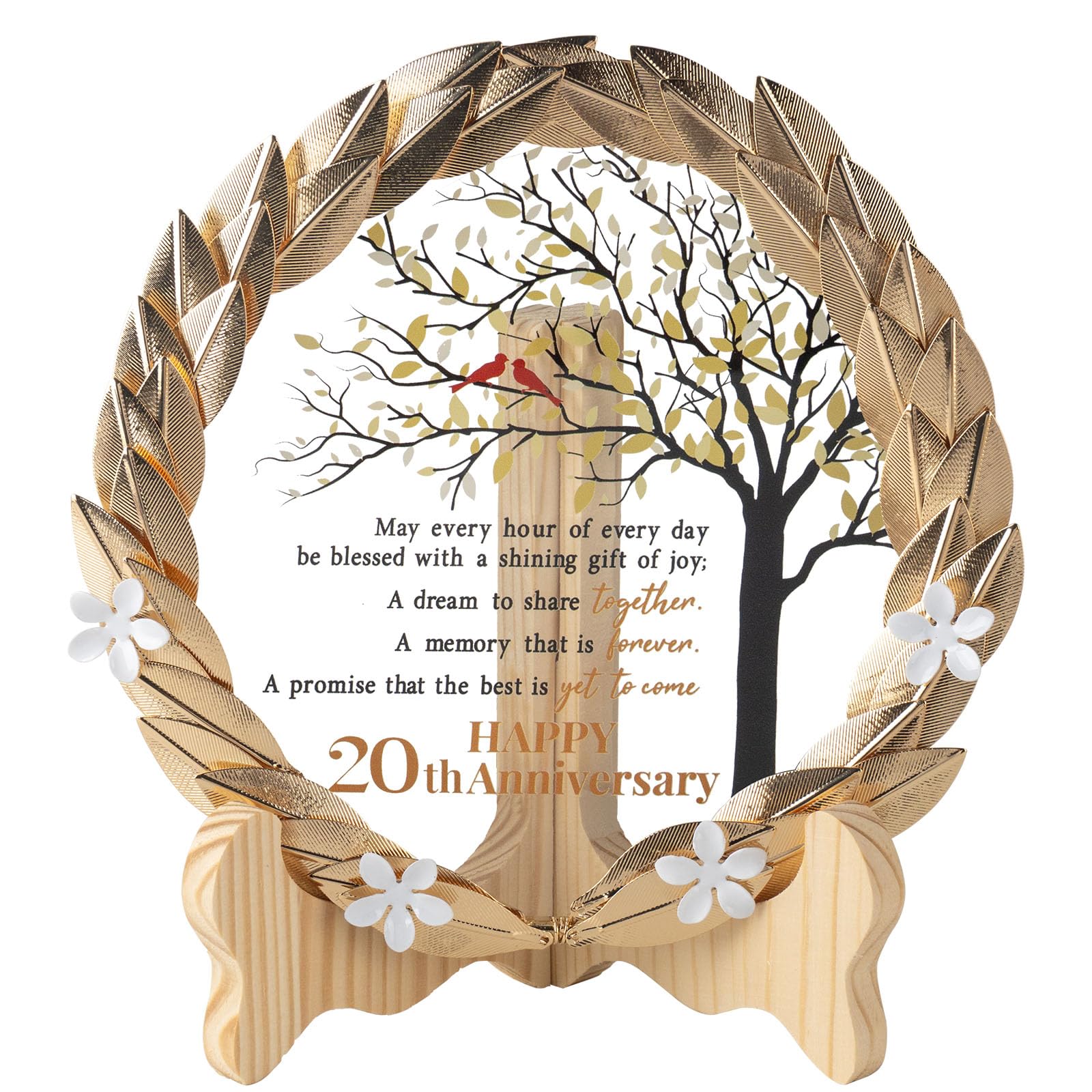 Amazon.com : 20th Anniversary Wedding Gifts Crystal Plate with Gold ...