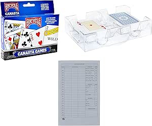 Canasta Cards with Point Values, Tray and Score Pads Set. Includes 2 ...
