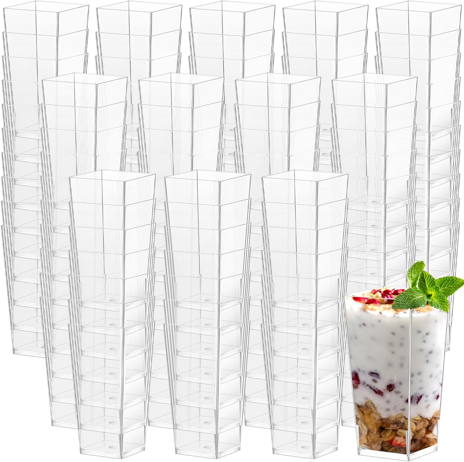 Amazon.com | Uiifan 500 Pack 3 oz Mini Dessert Cups Square Tall Clear ...