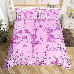 Amazon.com: Kids Pink Cheer Sports Bedding Sets For Girls,Glitter ...