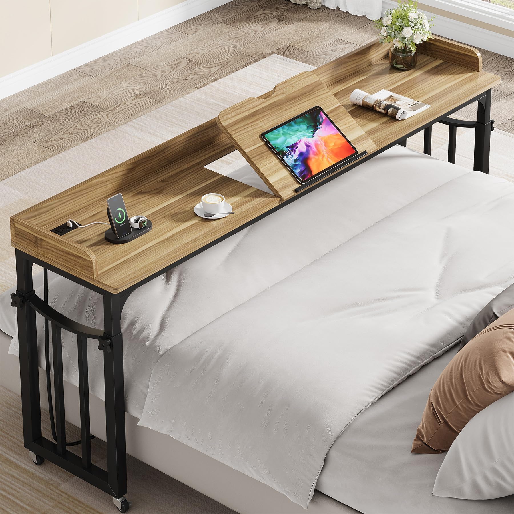 Amazon.com: LY WONDERFUL Overbed Table with Wheels Overbed Desk Over ...