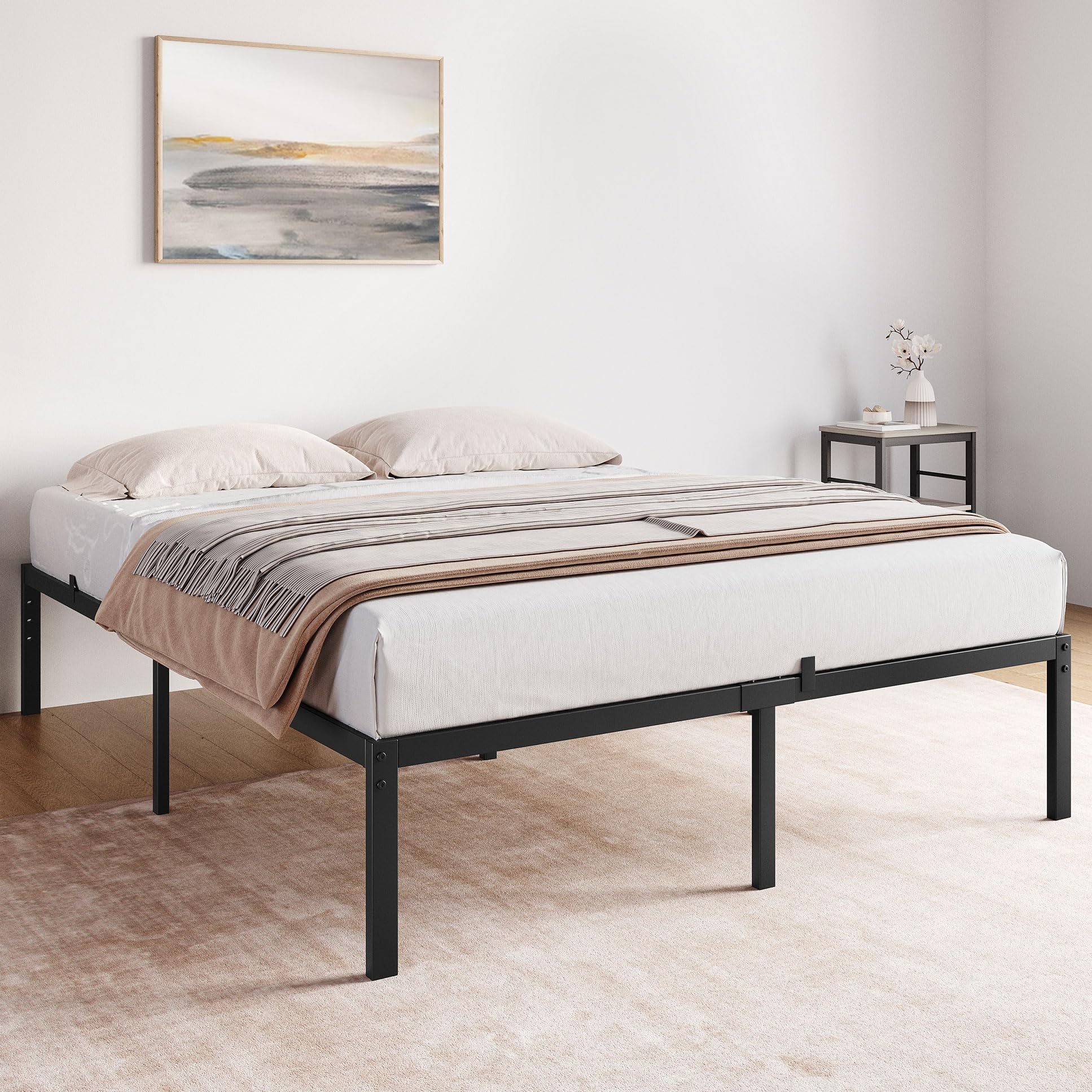 Amazon.com: IDEALHOUSE 14 Inch Full Bed Frame with Storage, Metal ...