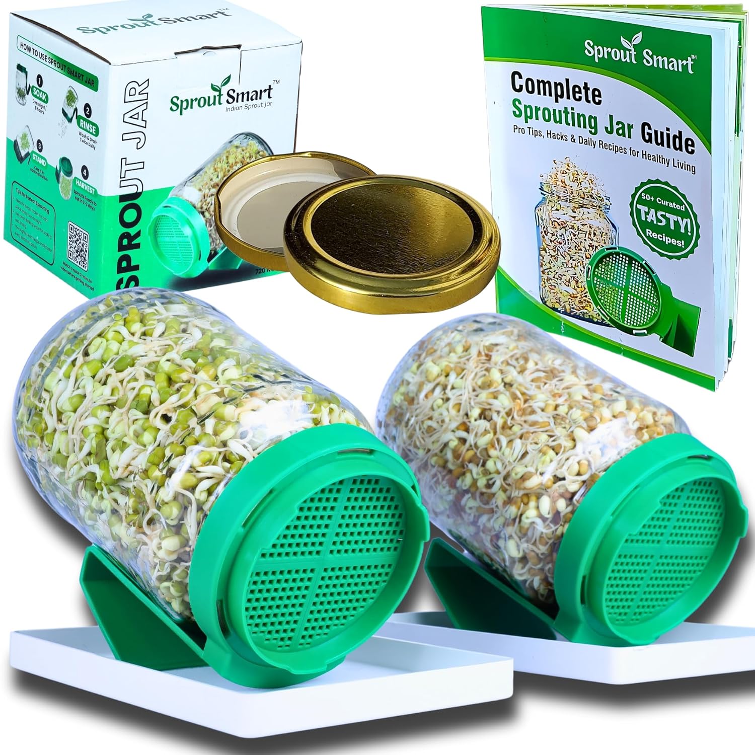 Buy Sprout Maker Glass 720 ml – Hygienic Sprouting Jar with 300-Hole ...