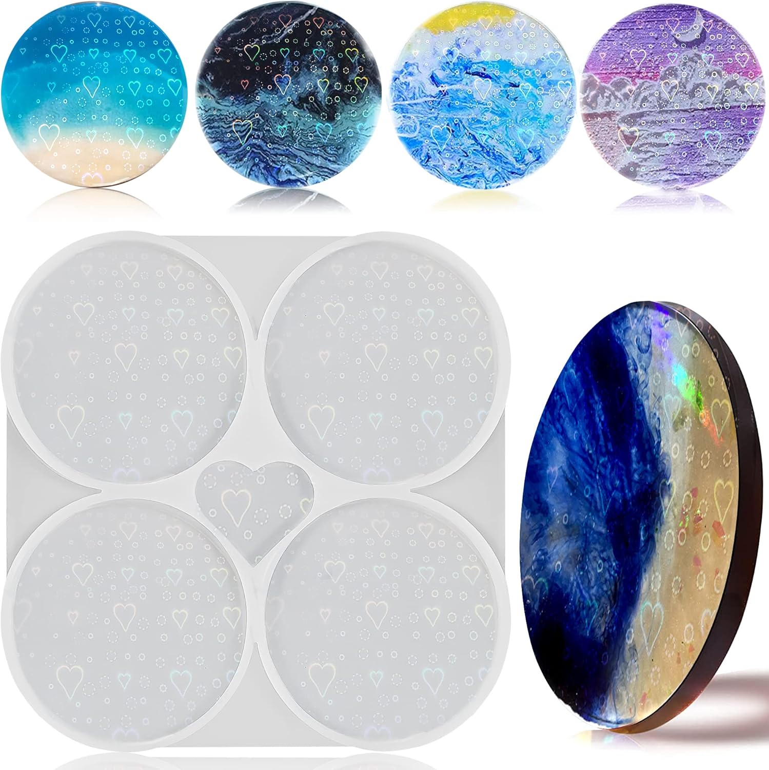 Amazon.com: Holographic Coaster Molds for Resin Casting Resin Coaster ...