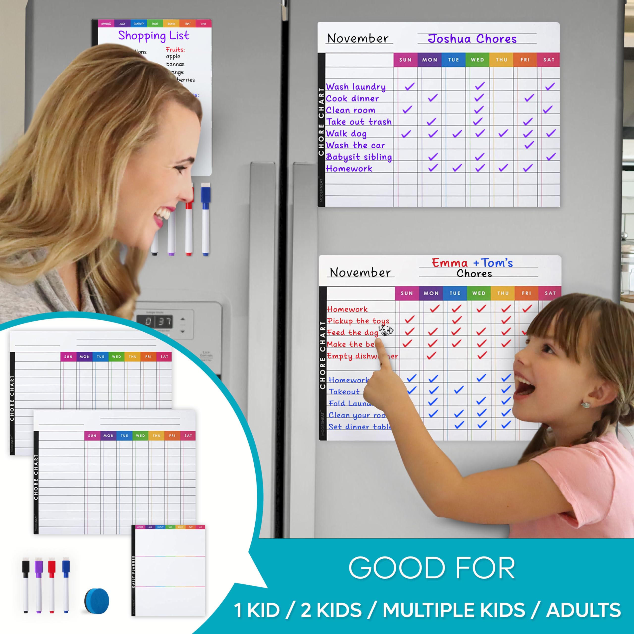 Snapklik.com : Magnetic Chore Chart Dry Erase Whiteboard Set - Pocket ...