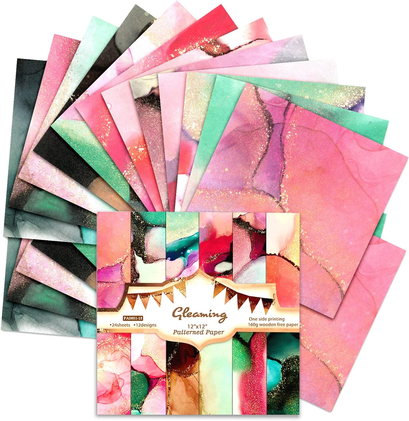 Amazon.com : 24 Pcs Christmas Scrapbook Paper Pad - 12x12 In Scrapbook ...