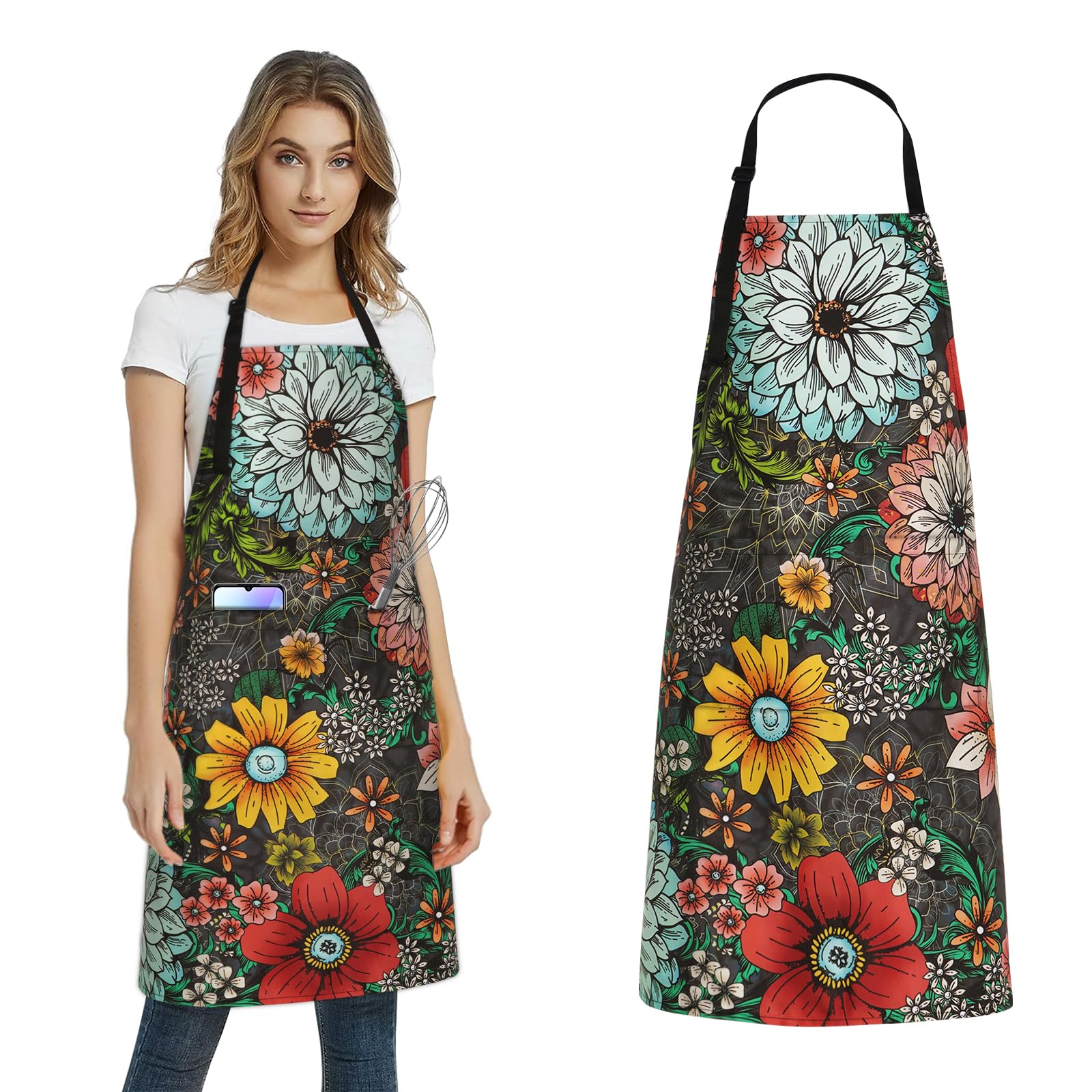 Amazon.com: ASPMIZ Floral Apron for Adults, Bohemian Flower Aprons for ...