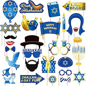 Amazon.com: HOWAF 28pcs Happy Hanukkah Photo Booth Props,Chanukah Party ...