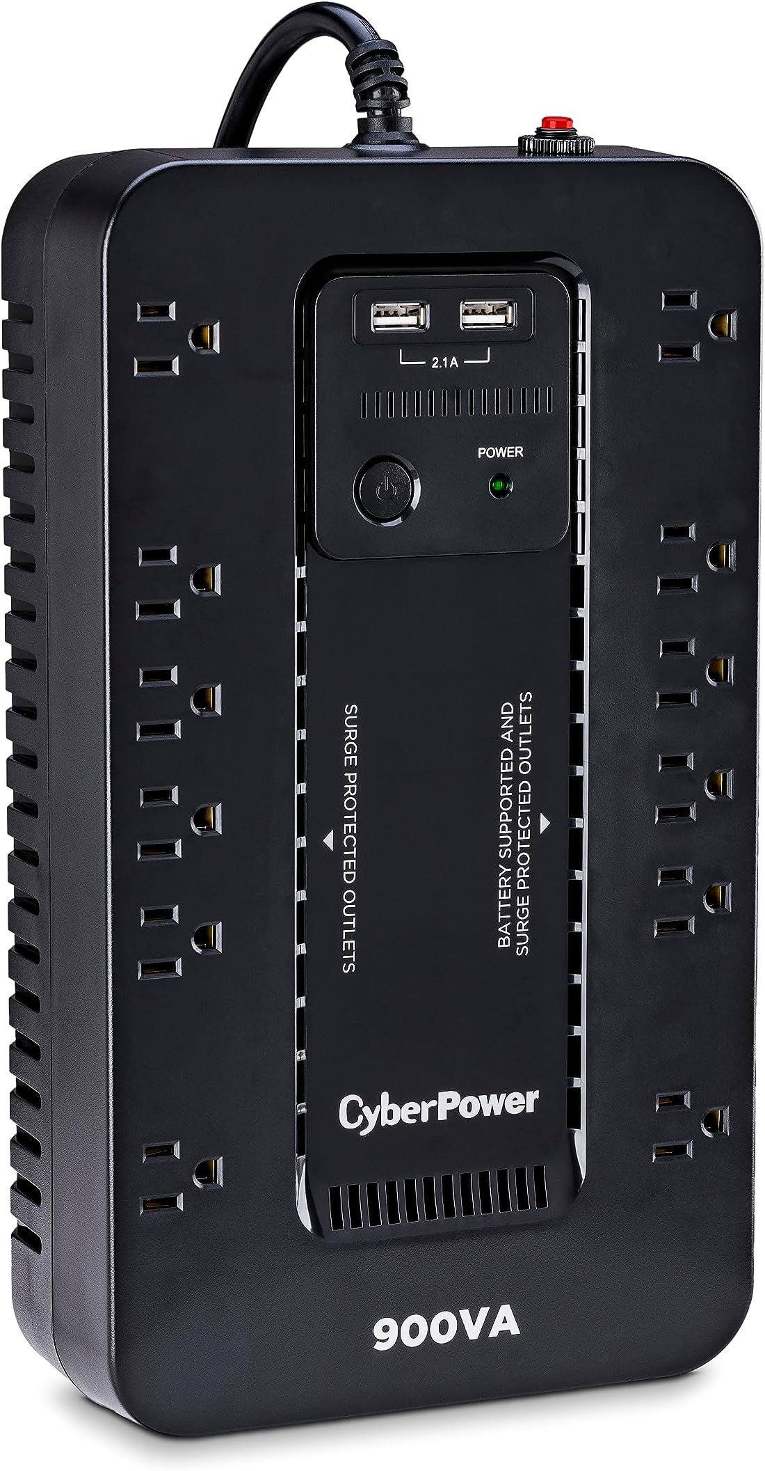 CyberPower ST900U Standby UPS System, 900VA/500W, 12 Outlets, 2 USB ...