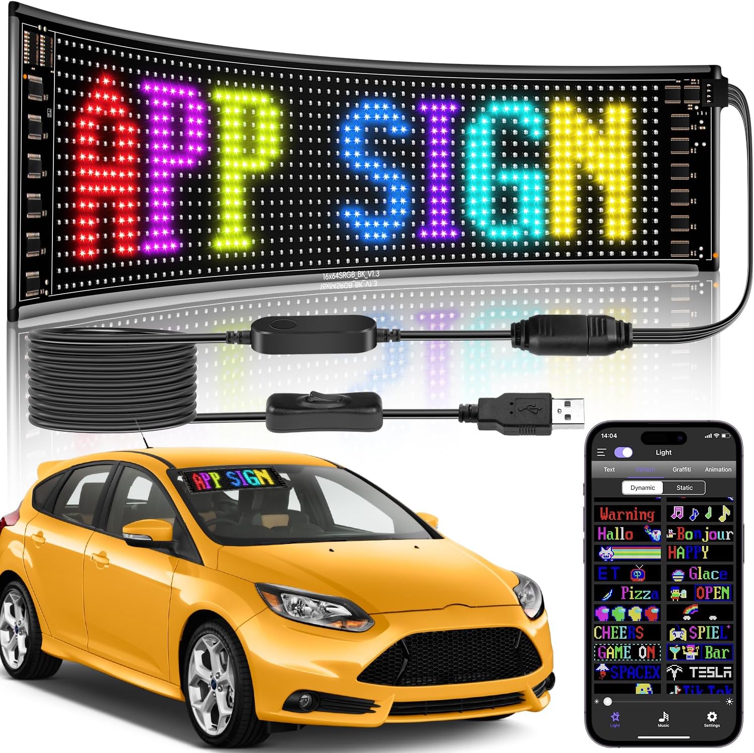 Amazon.com: SAOJAY LED Sign for Car, 15''x4'' LED Car Sign : Office ...