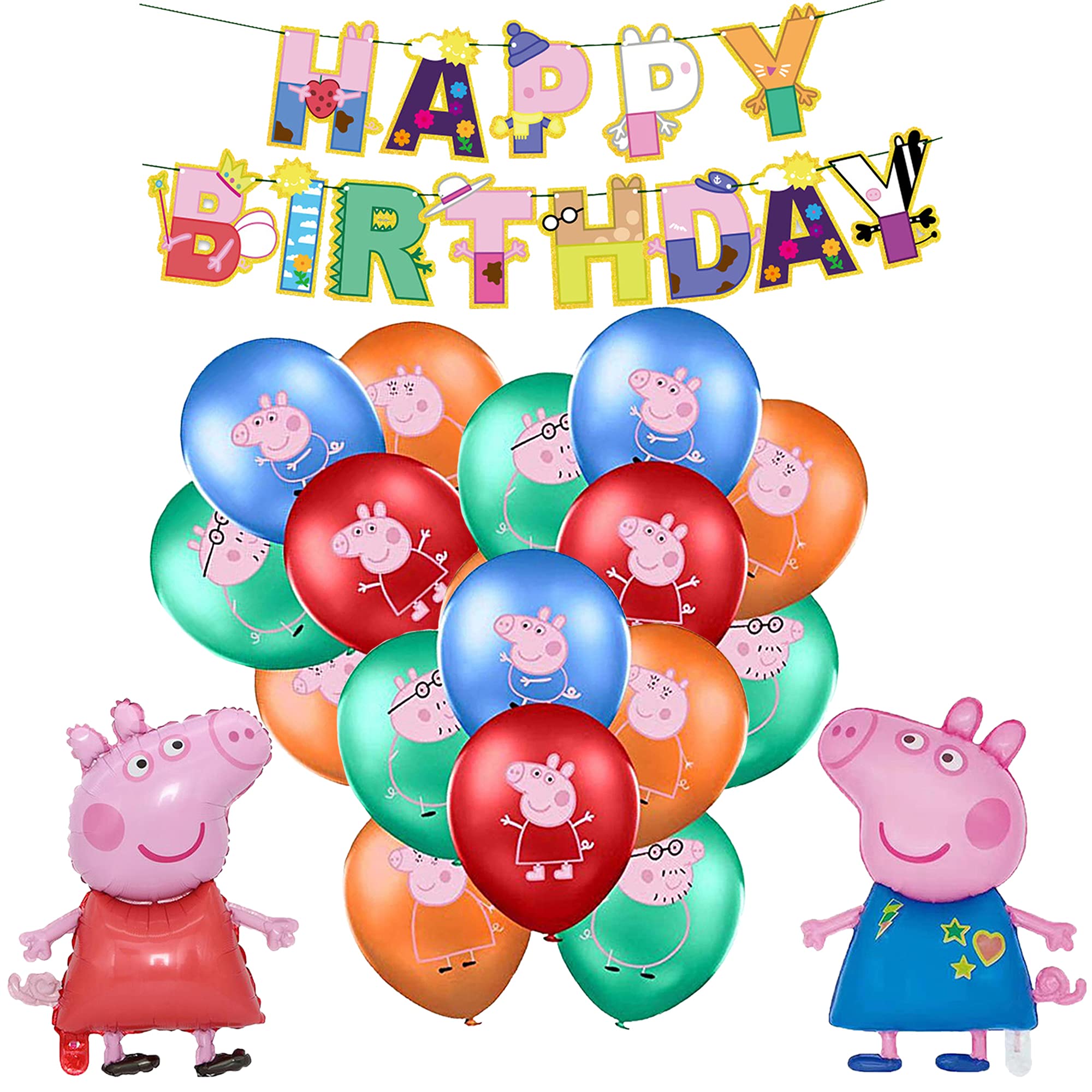 Peppa Pig Birthday Decorations Balloons Happy Birthday Banner George ...