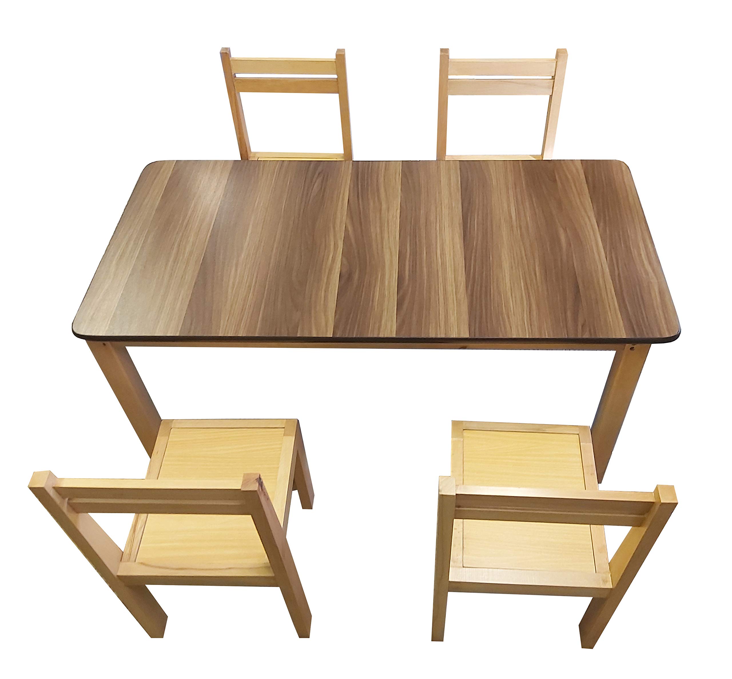 Walnut Brown Beech Wood Stacking Kids Chairs And Table Classroom ...