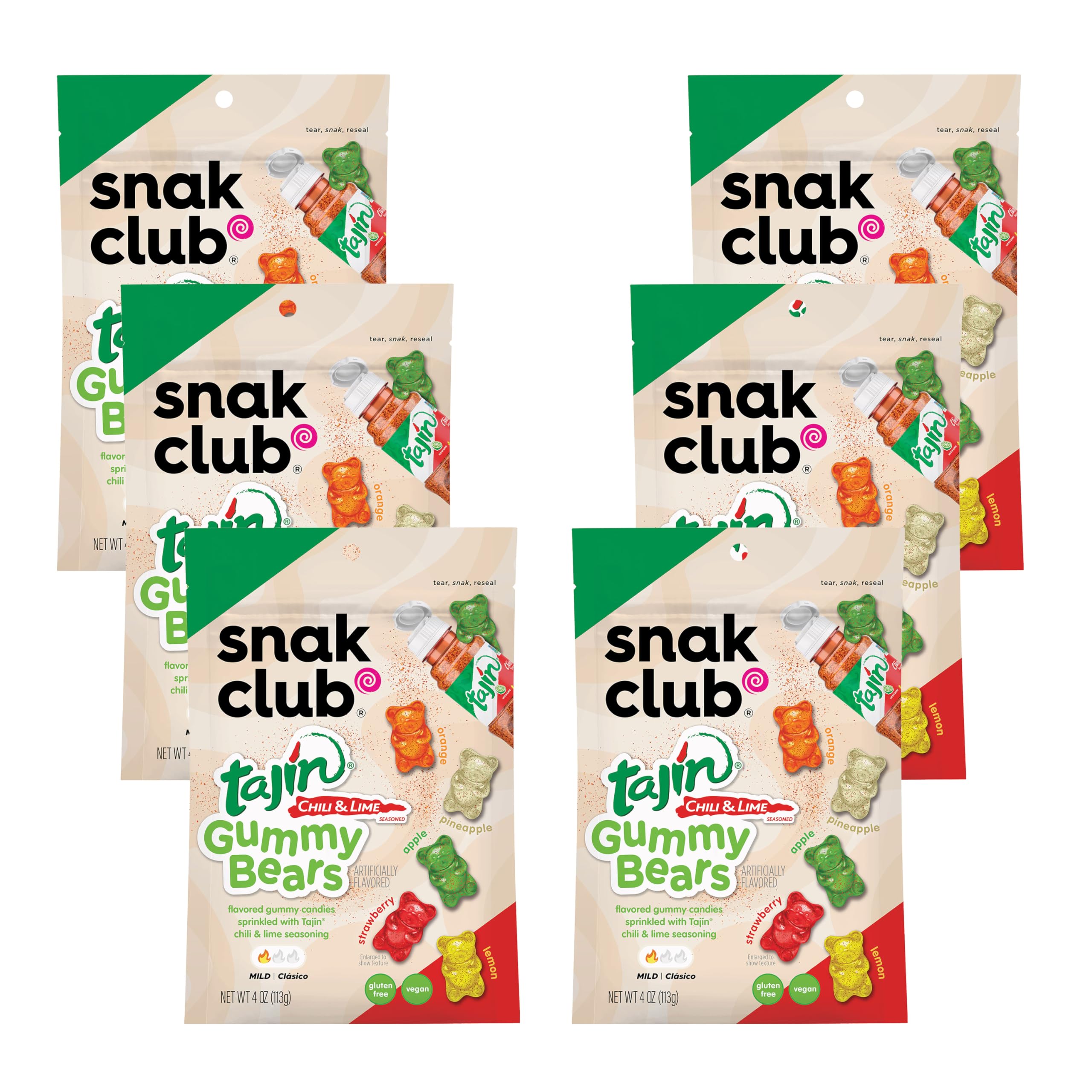 Snapklik.com : Snak Club Tajin Gummy Bears, Assorted Fruit Candy Gummies
