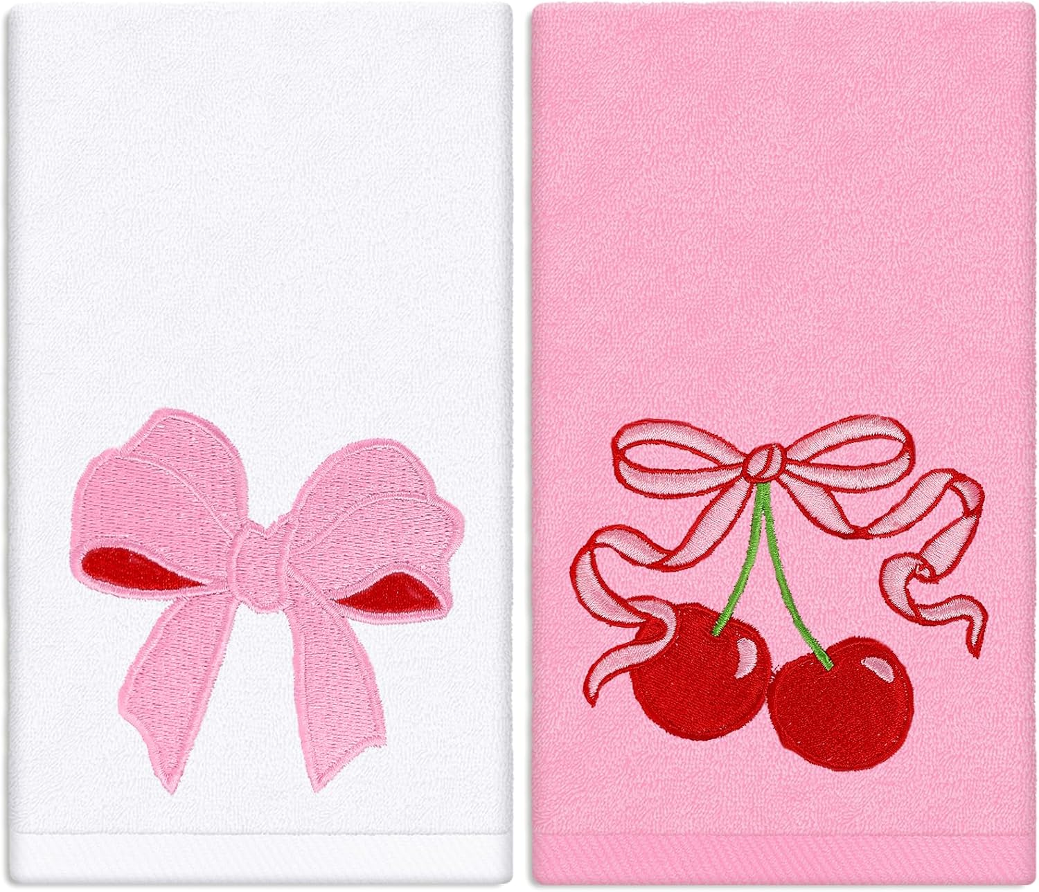 Amazon.com: JarThenaAMCS 2Pcs Pink Bow Kitchen Dish Towels Cotton ...