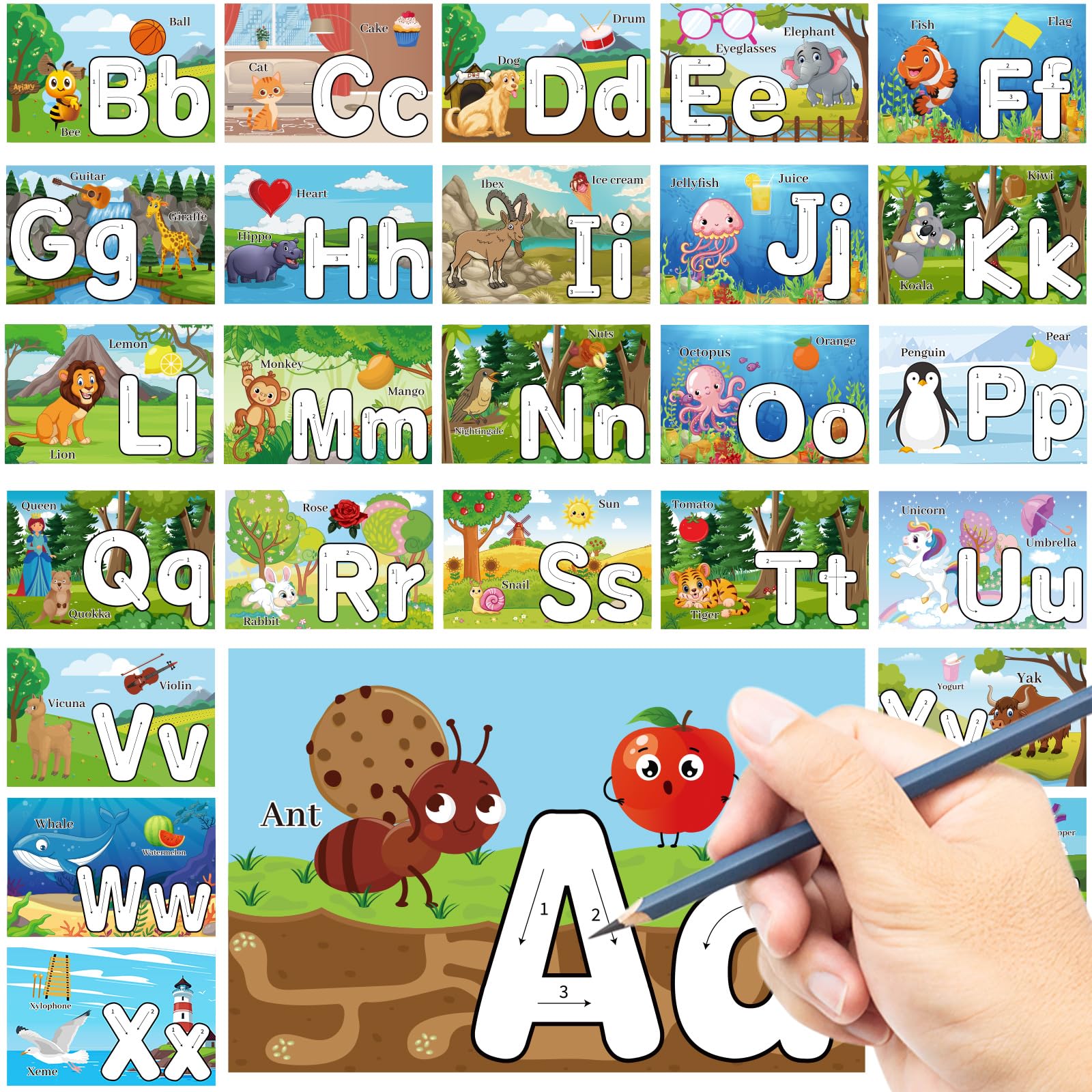 Amazon.com: gisgfim 26 Pieces Alphabet Letter Learning Mats Educational ...