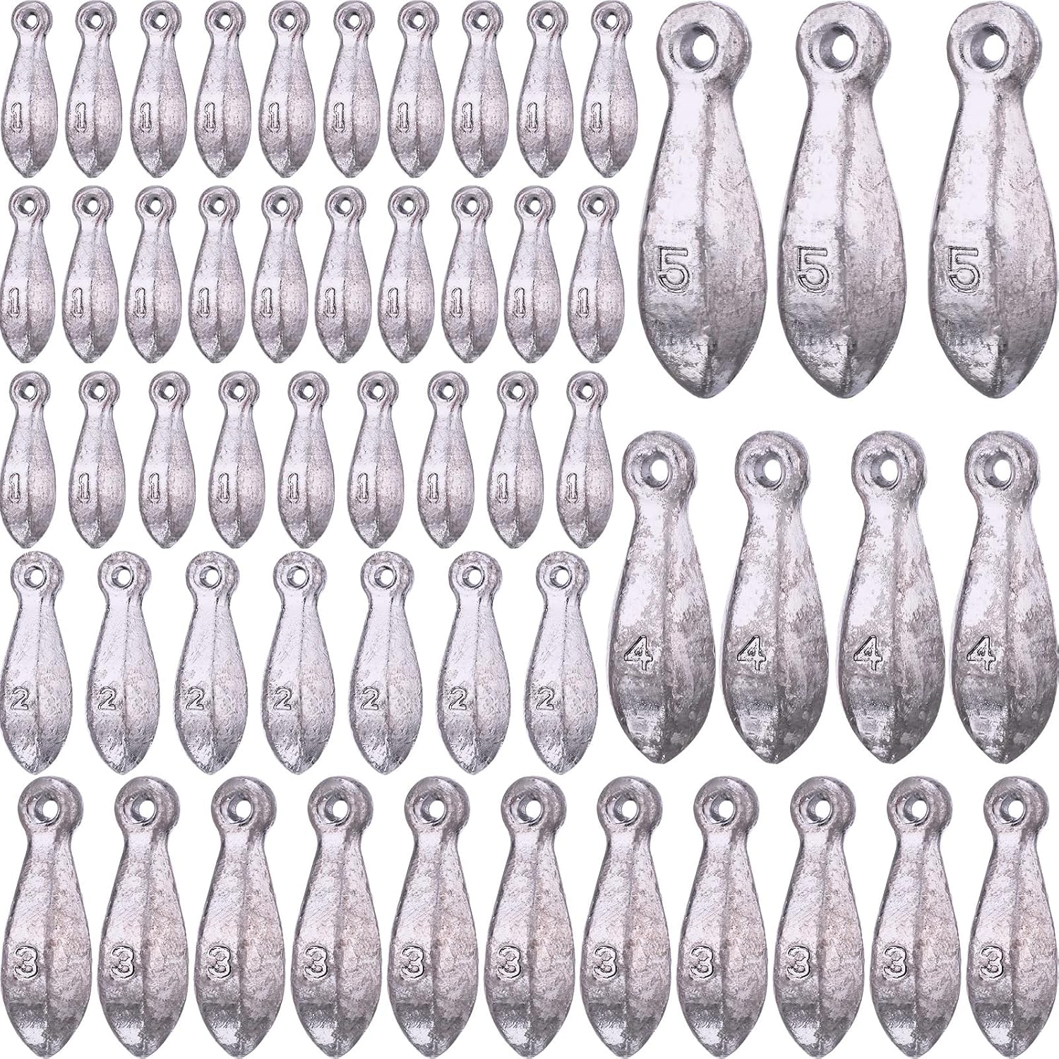 Amazon.com : Glimin 44 Pieces Fishing Weights Sinker Kit Rig Fishing Weights Sinker Weights Bank ...