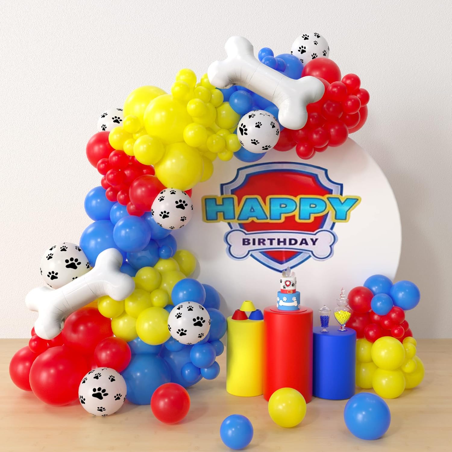 Amazon.com: HYOWCHI Paw Cartoon Patrol Birthday Decorations Balloon Arch - 132 Pcs Puppy Patrol ...