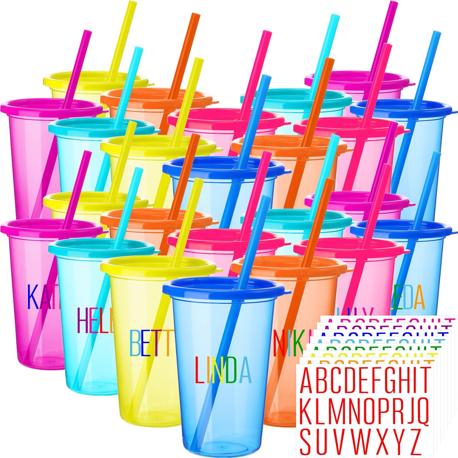 Amazon.com | Nuanchu 24 Pcs Kids Cups with Lids and Straws Reusable ...