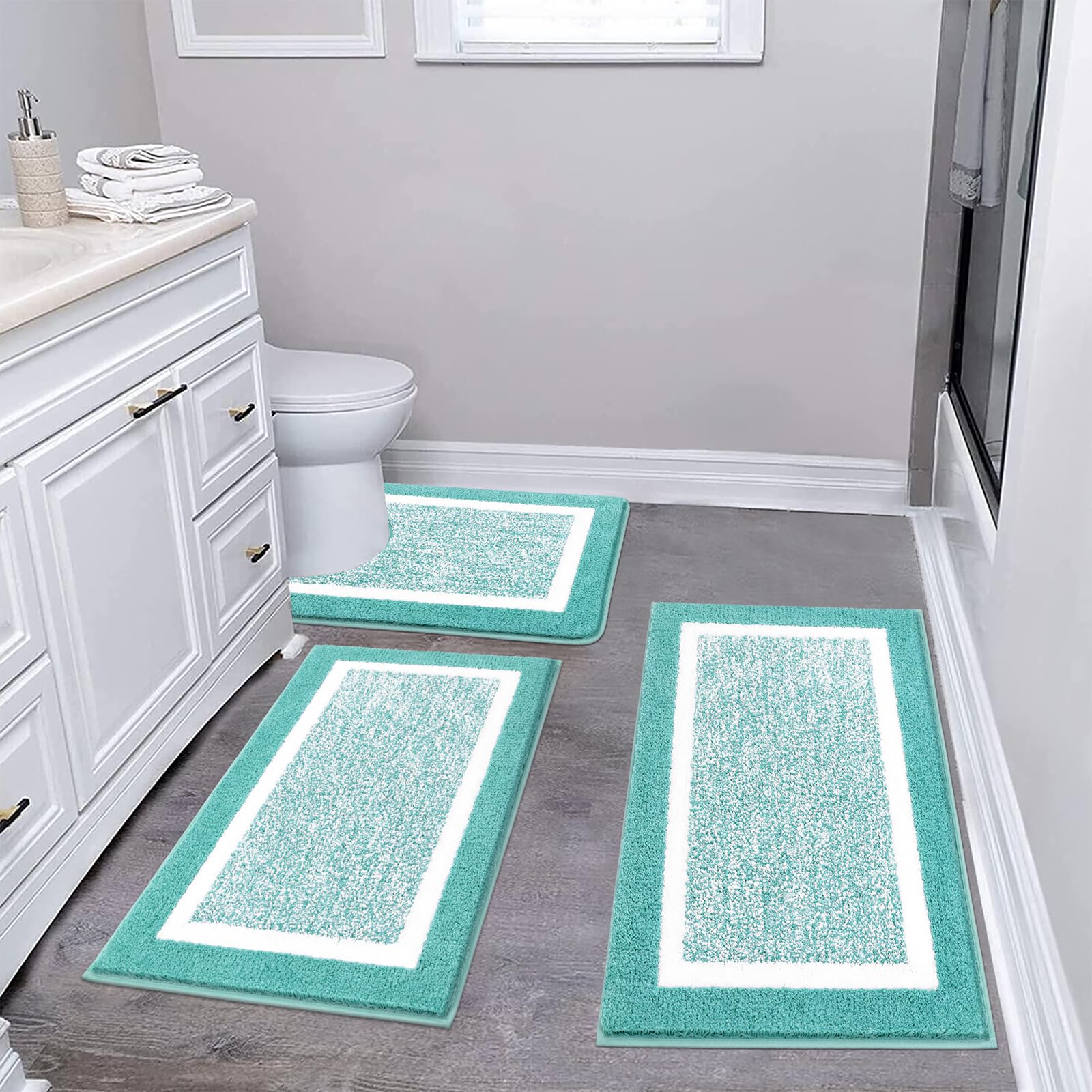Amazon.com: Pauwer Bathroom Rugs Sets 3 Piece Bathroom Shower Rugs with ...