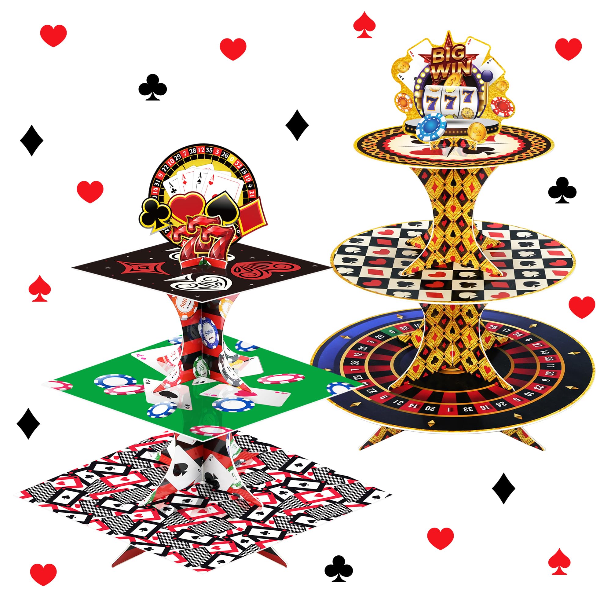 Amazon.com: 3 Tier Casino Cupcake Stand 2 Piece Cardboard Cake Stand ...