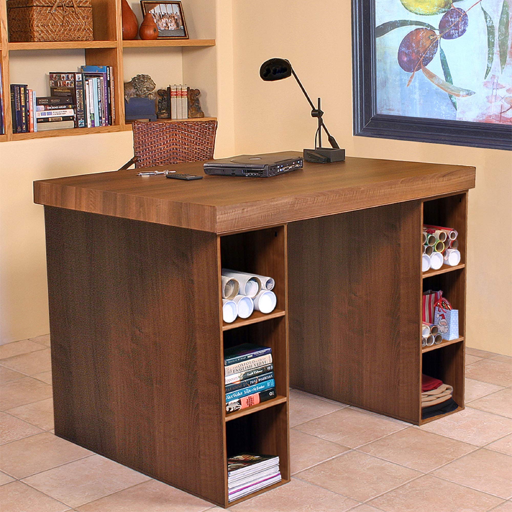 Amazon.com: Venture Horizon Project Center Desk with Two 3-Bin Cabinets ...