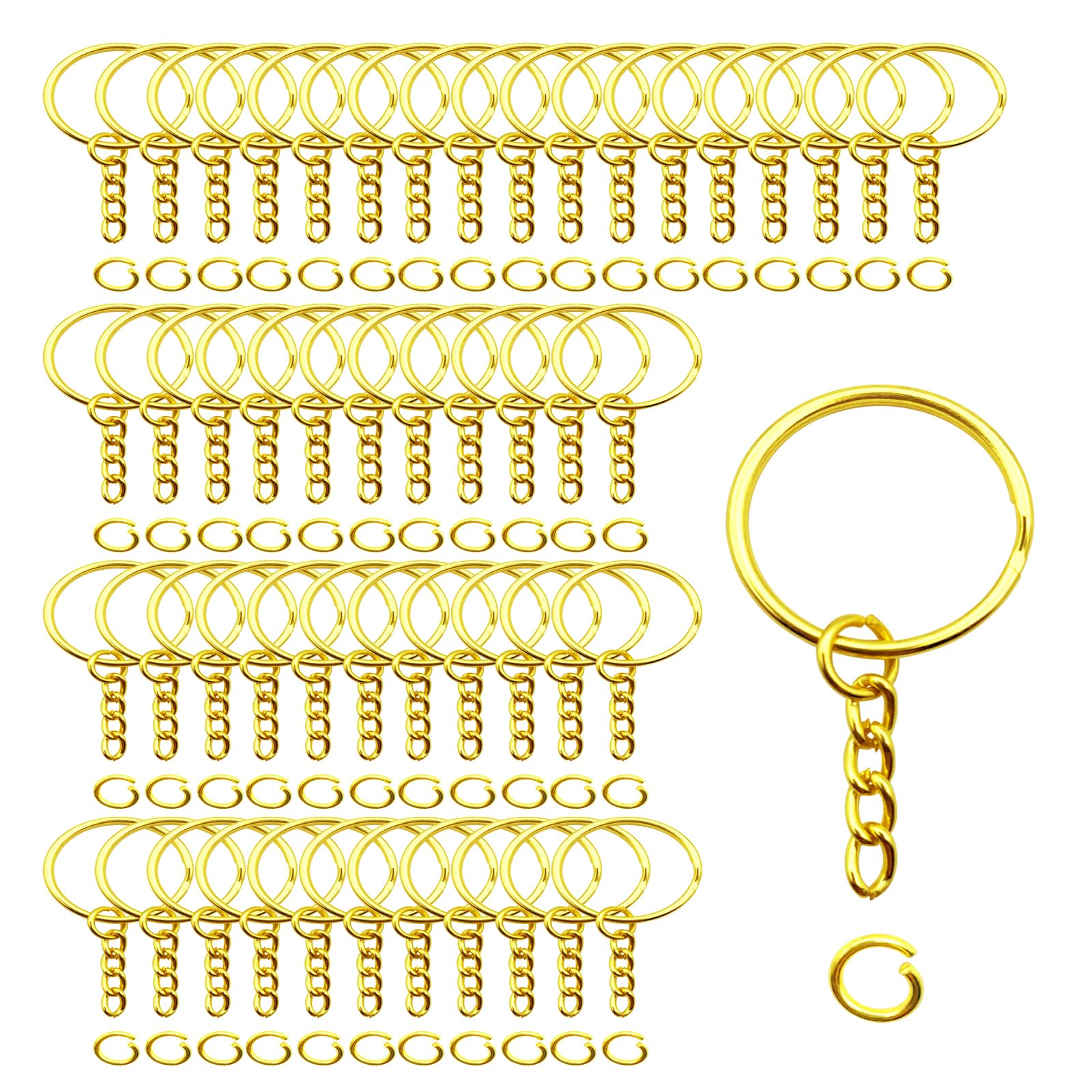 Amazon.com: 50Sets 1 inch Keychain Rings Golden Split Round Key Ring ...