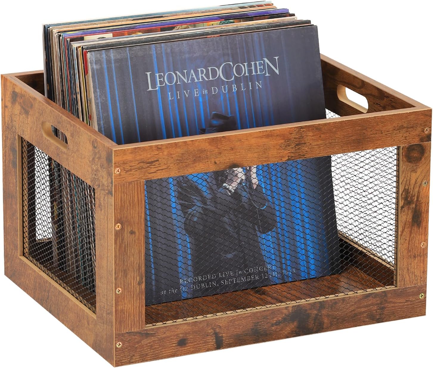 Amazon.com : MOOACE Vinyl Record Storage Crate, Wooden Record Crate ...