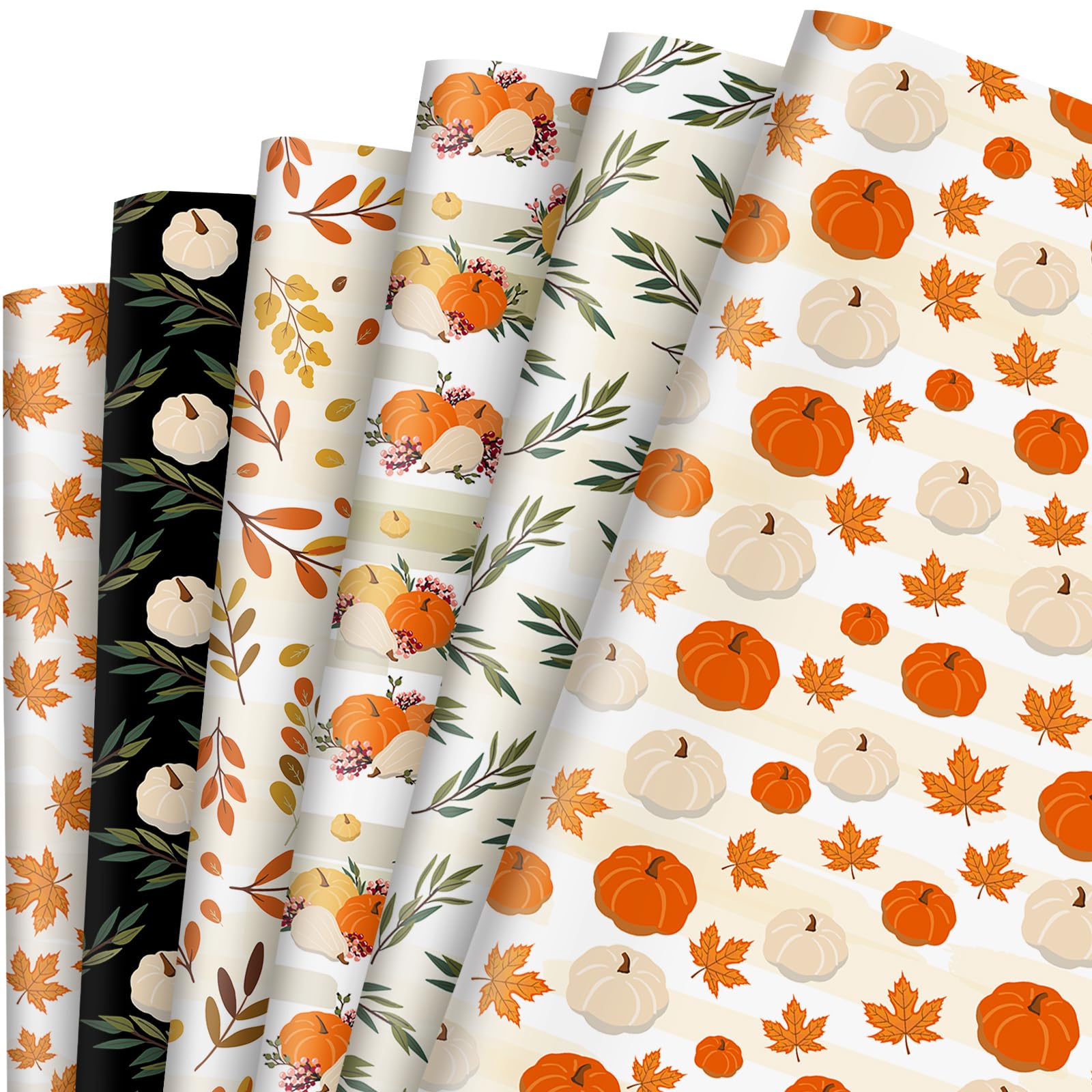 Fall Wrapping Paper Seamless Pattern With Autumn Fall Yellow, Brown,
