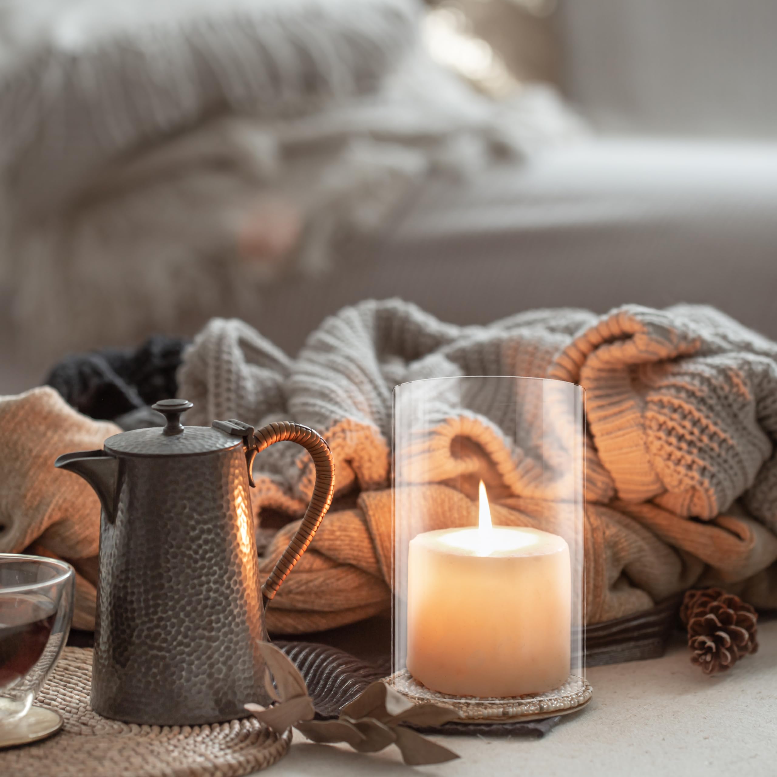 Shade Candle D-2.76", H-3.94" Large Candle Holder Glass Cylinder For ...