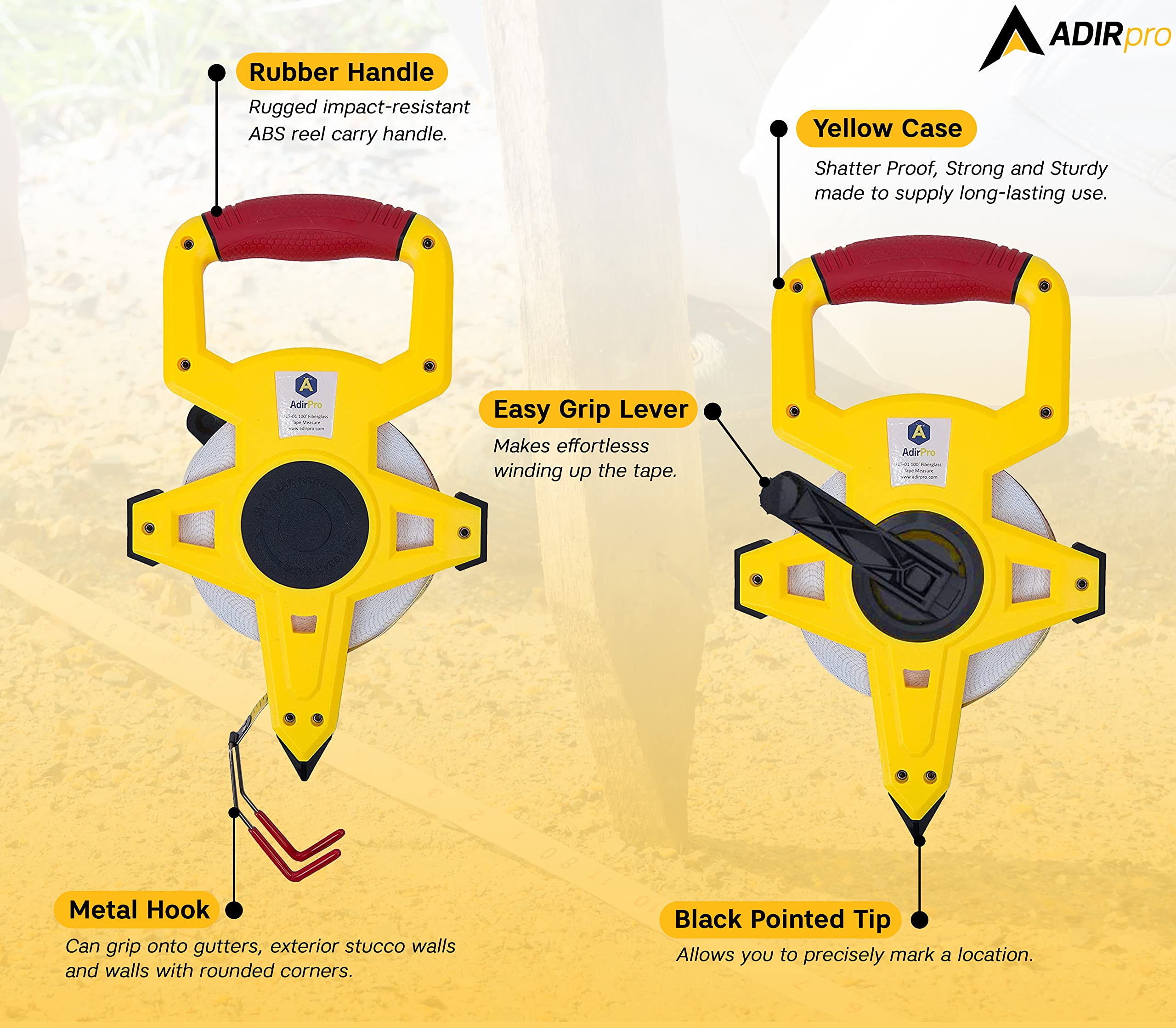 Snapklik.com : AdirPro 100 Ft Fiberglass Measuring Tape Appraisers Tape ...