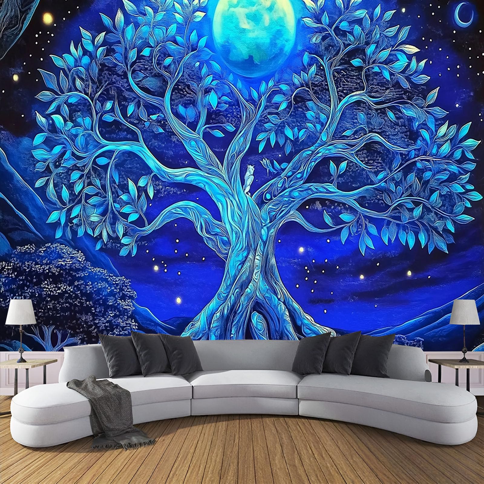 Dark Blue Tree Wallpaper