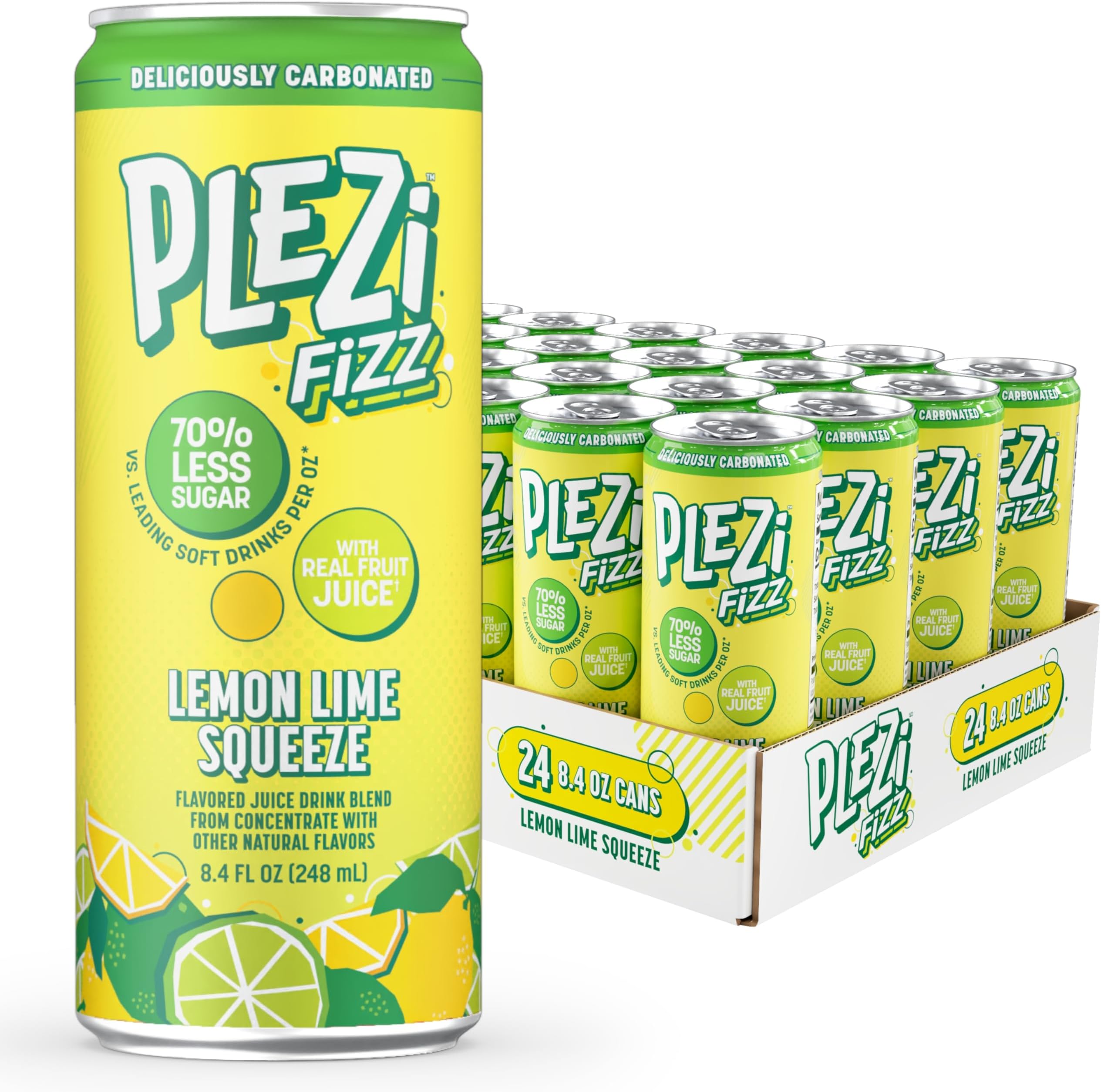 Amazon.com: Lemon Lime: PLEZi FiZZ Sparkling Fruit Juice Drink, Lemon ...