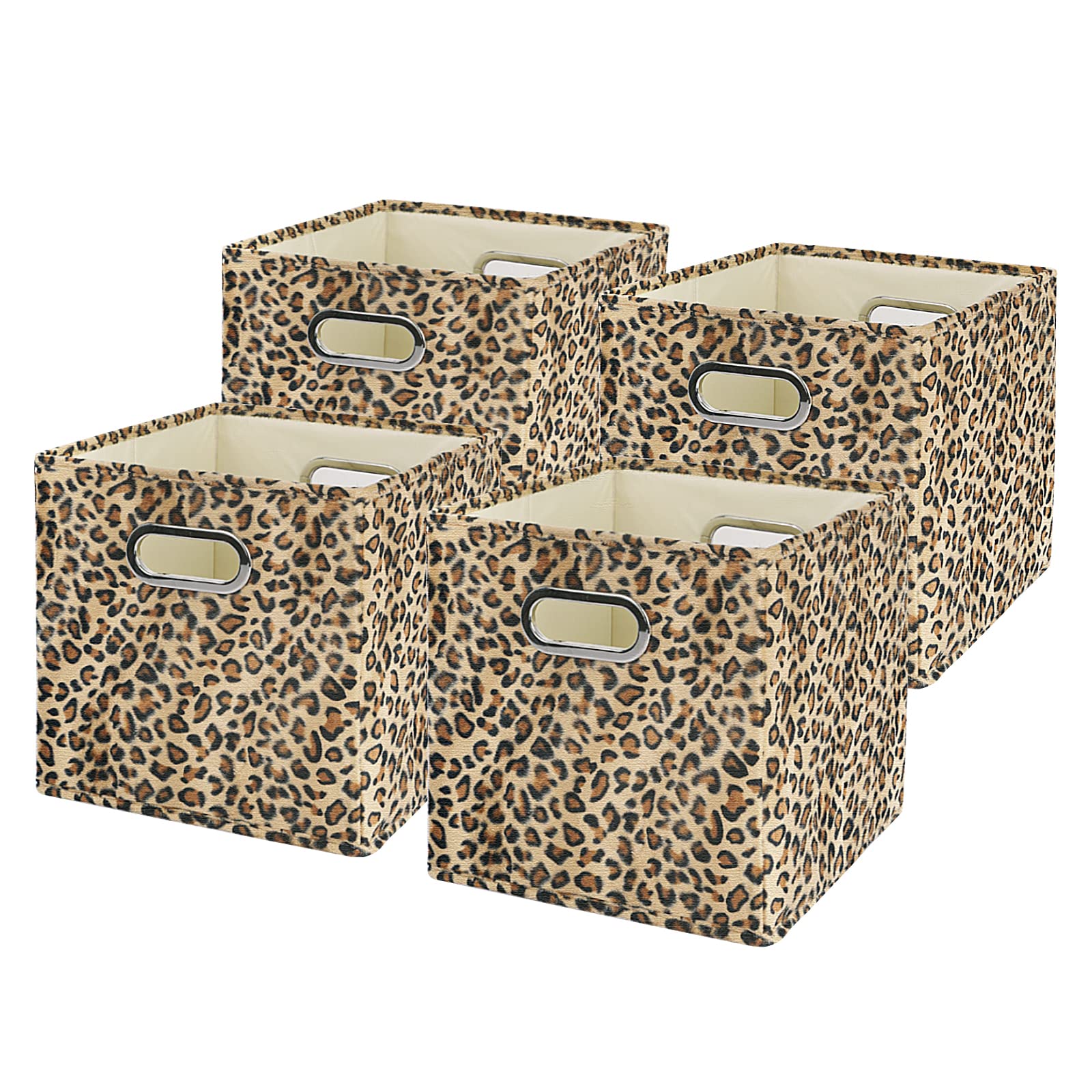 Snapklik.com : ANMINY 4PCS Storage Cube Set Leopard Print Large Velvet ...