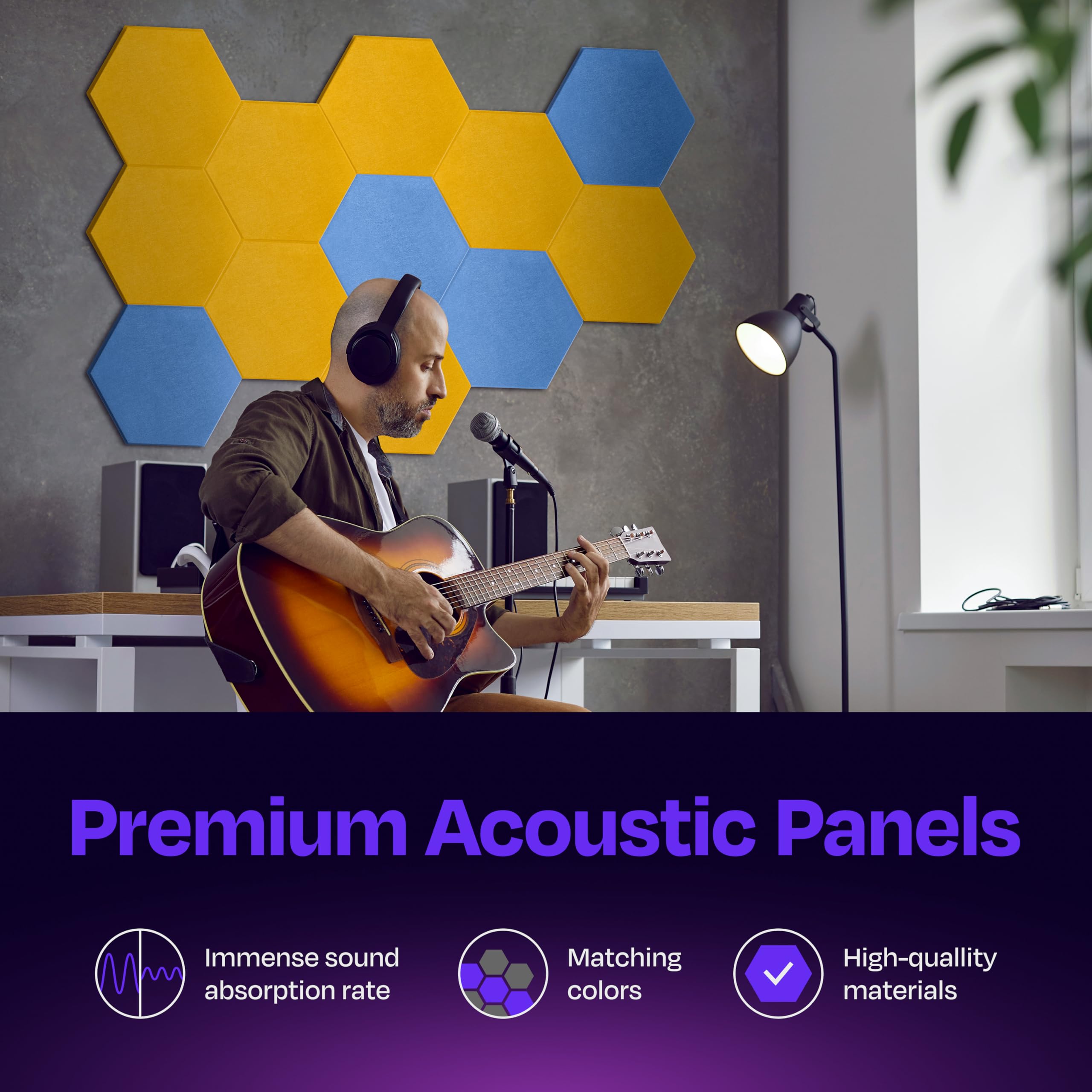 Snapklik.com : Ekkogo Acoustic Panels 12-Pack Soundproof Wall Panels 14 ...