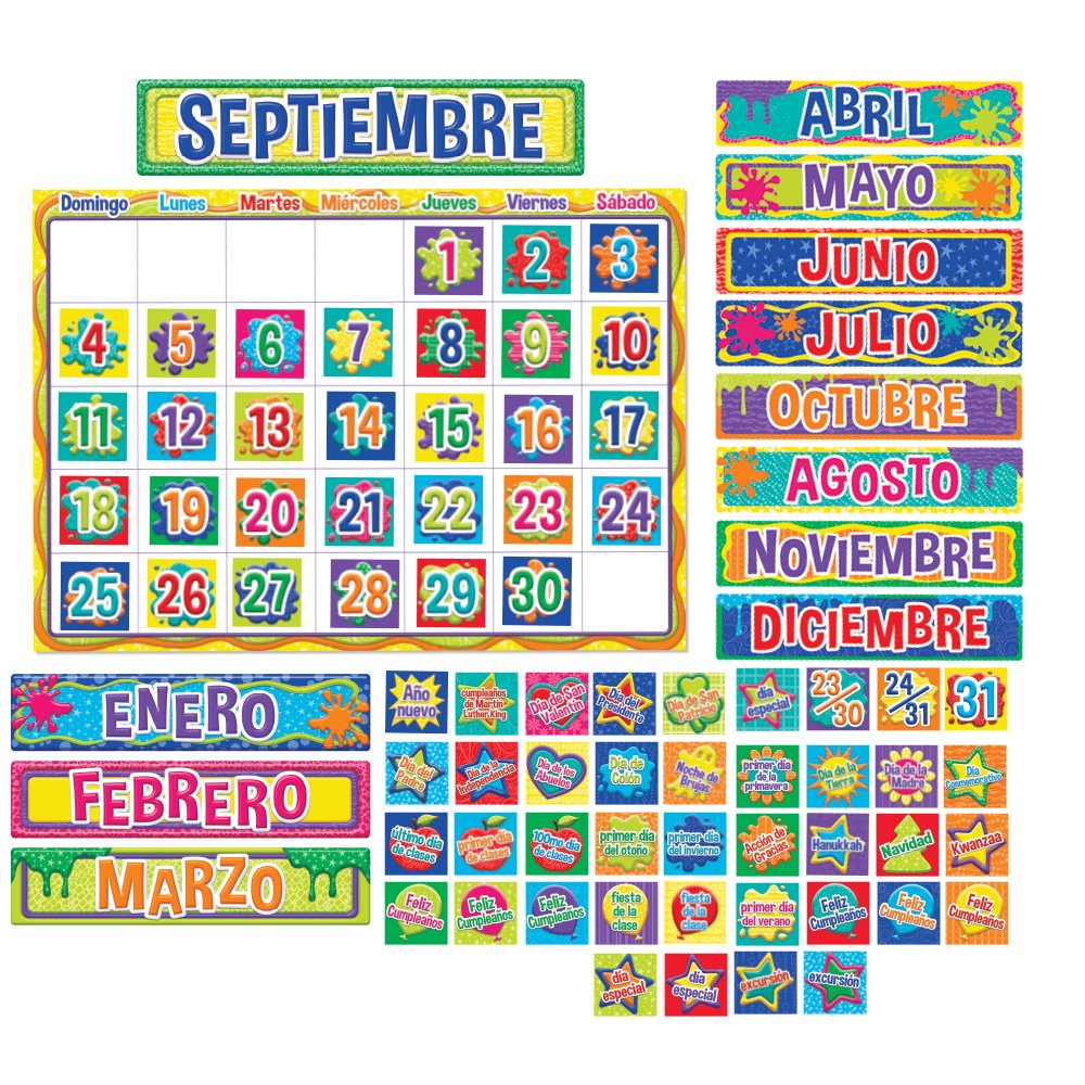 Snapklik.com : Eureka Color My World Spanish Calendar Bulletin Board ...