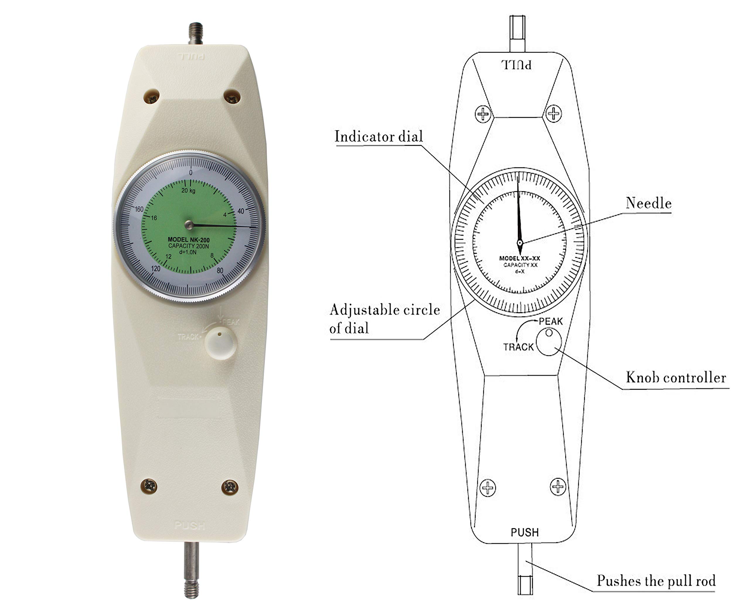 Buy Mechanical Analog Push Pull Force Gauge Tension Meter Pointer ...