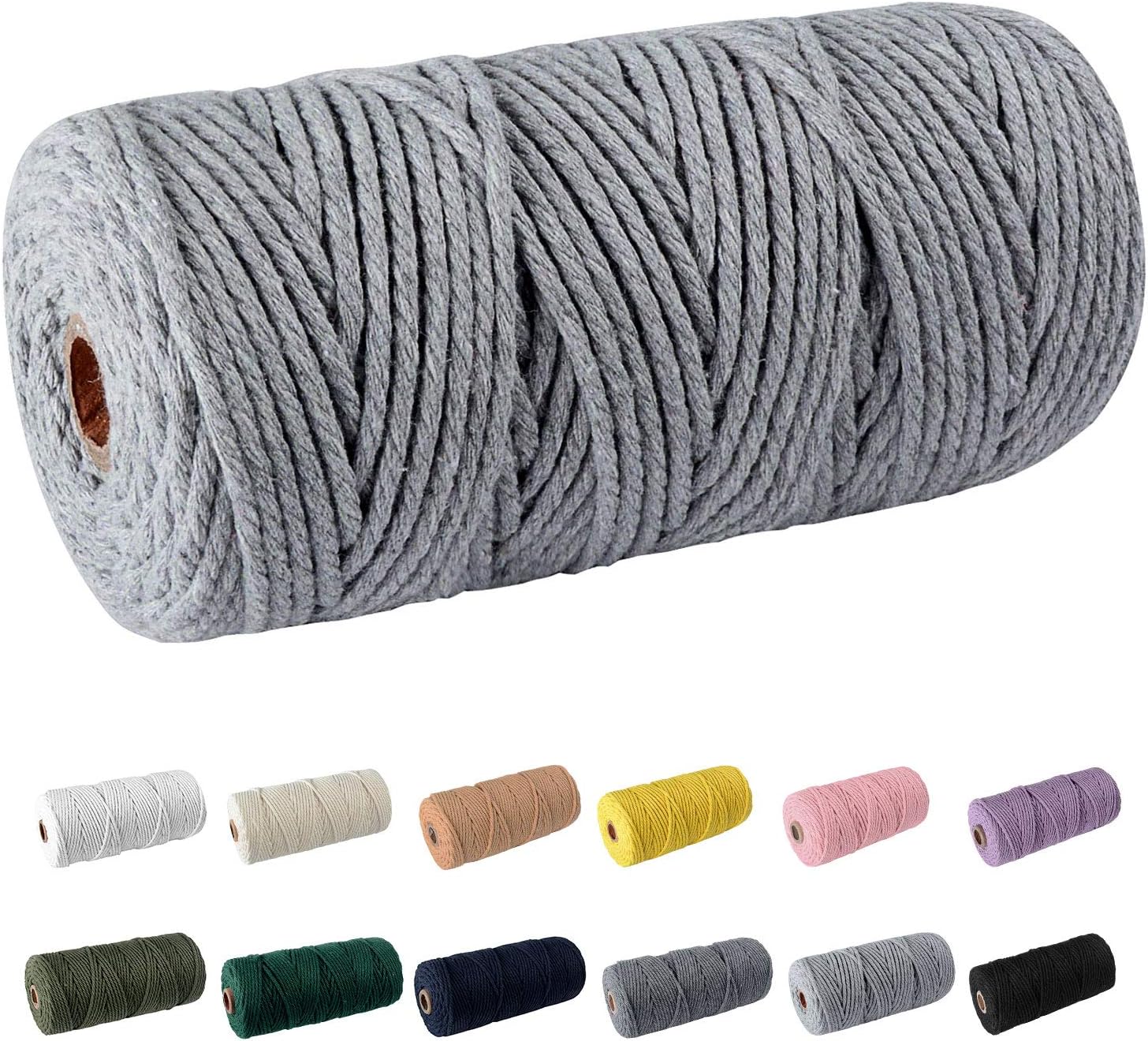 SUNTQ Macrame Cord 4-Strand Twisted Polyester Cotton (3mm x 328 Feet ...