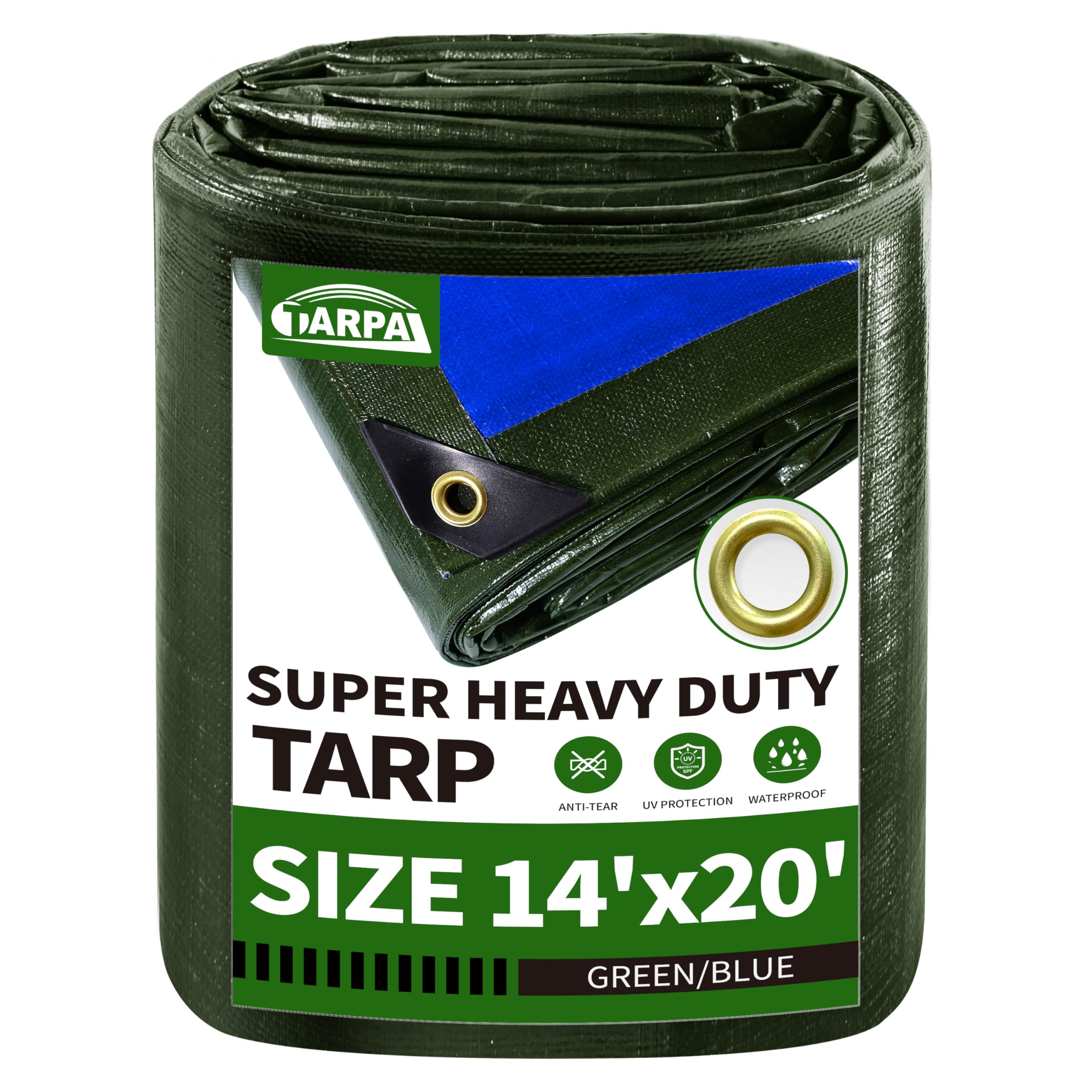 Amazon.com: TARPAL Tarps Heavy Duty Waterproof 14x20 Green tarp 16mil ...