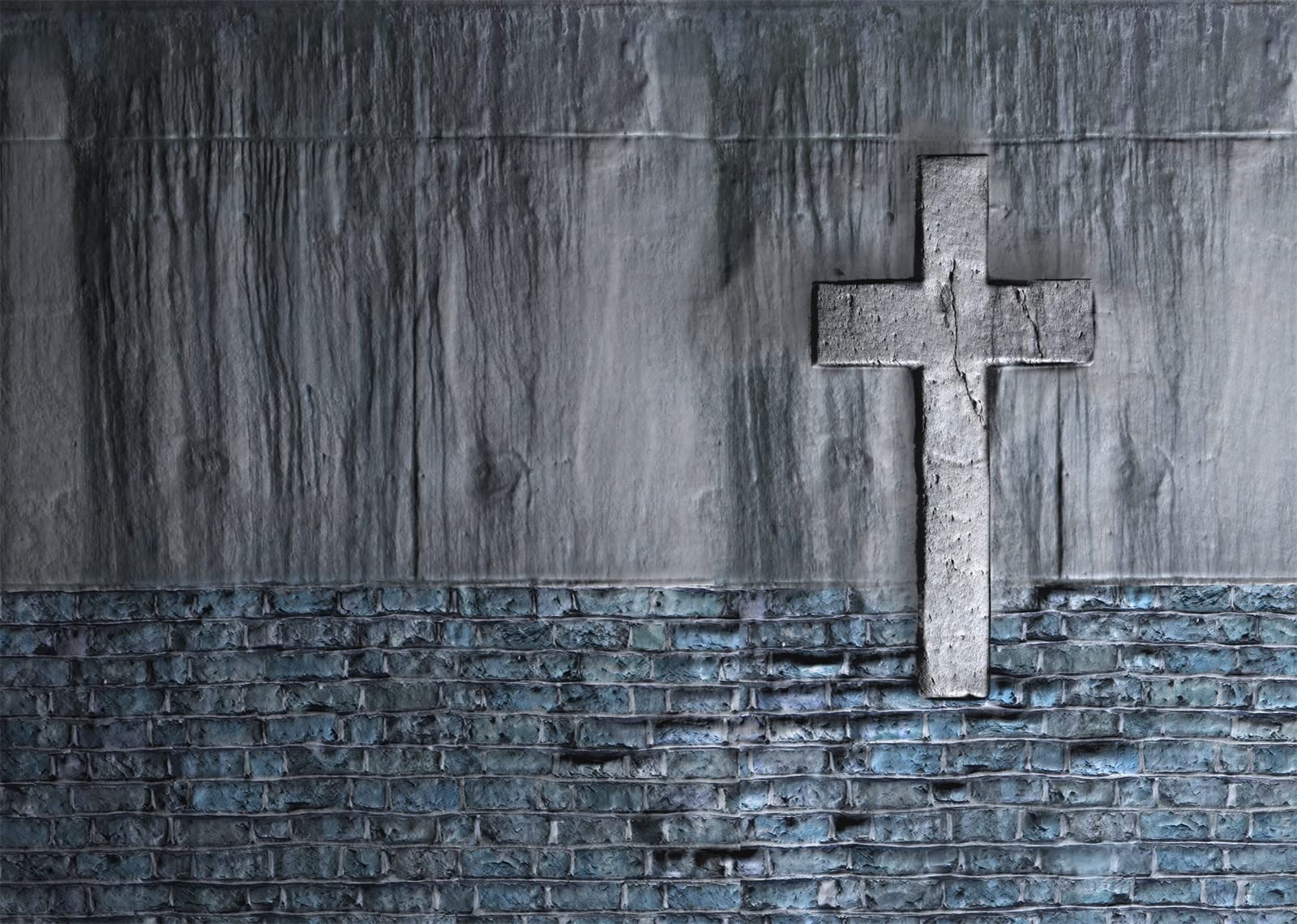 Buy BELECO Old Wall with Cross Photography Backdrop Fabric 5x3ft Christ ...
