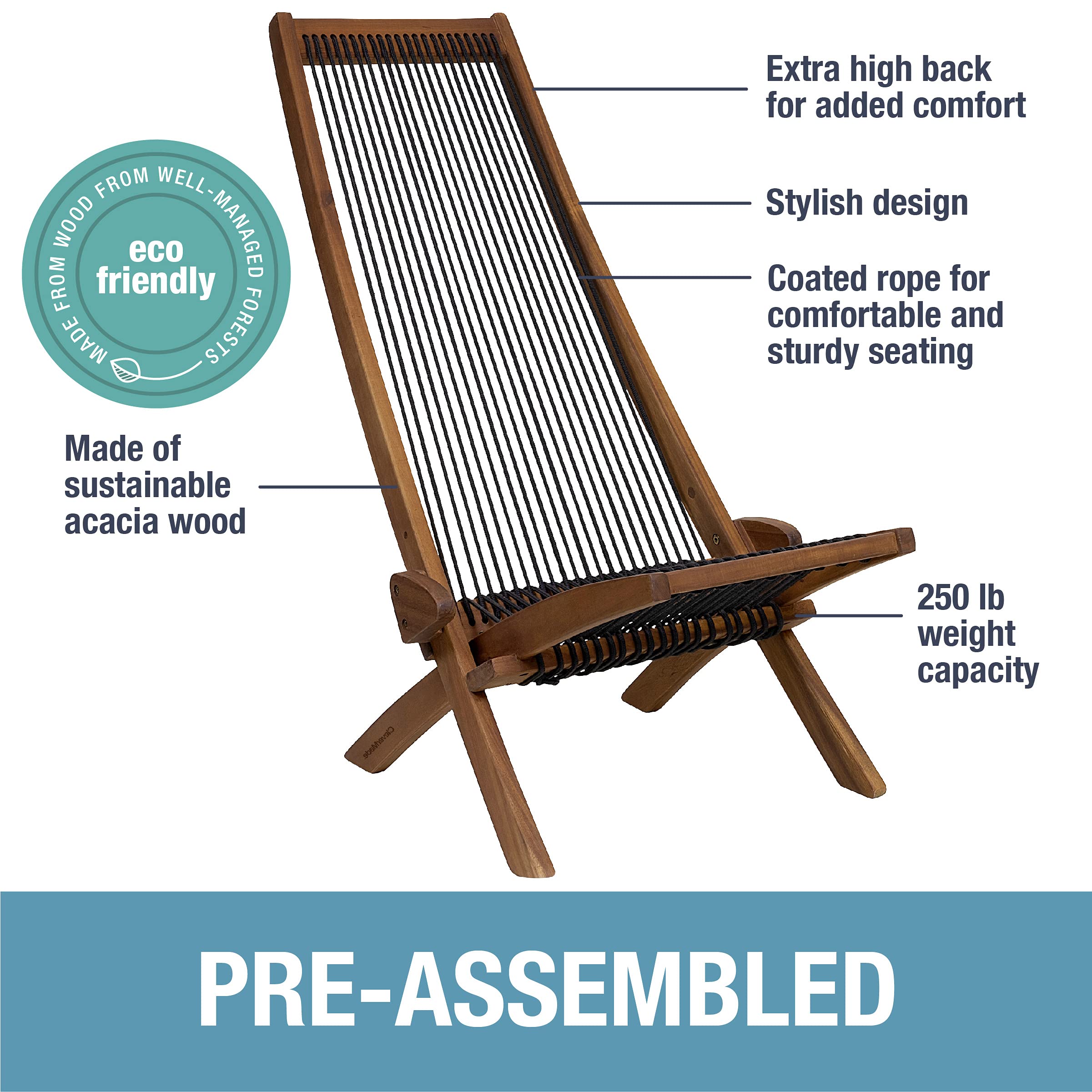 Snapklik.com : CleverMade Tamarack Folding Rope Chair - Foldable ...