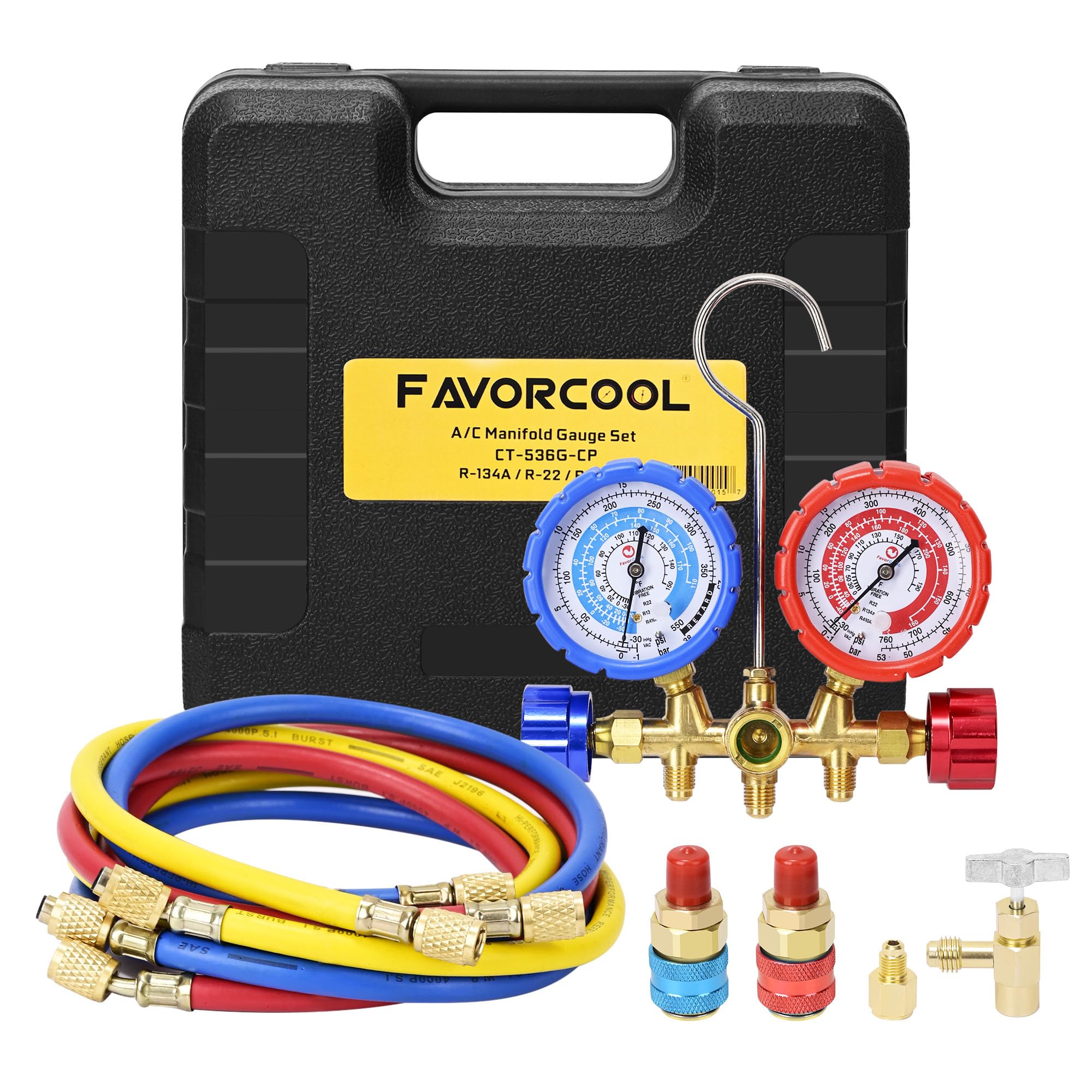 Snapklik.com : FavorCOOL AC Gauges, AC Diagnostic Manifold Gauge Set ...