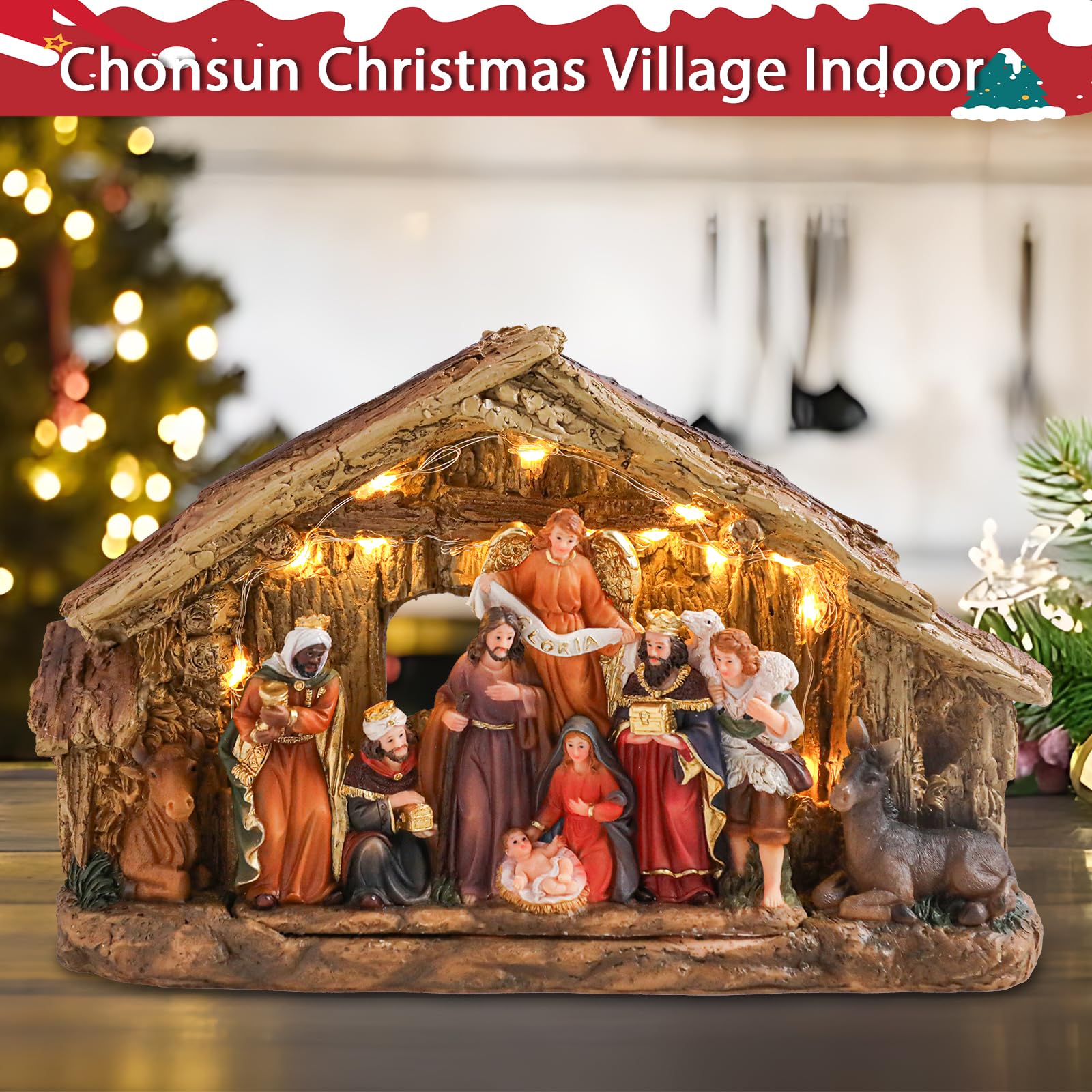 Snapklik.com : Nativity Sets 7 Inch Christmas Village Nativity Scene ...