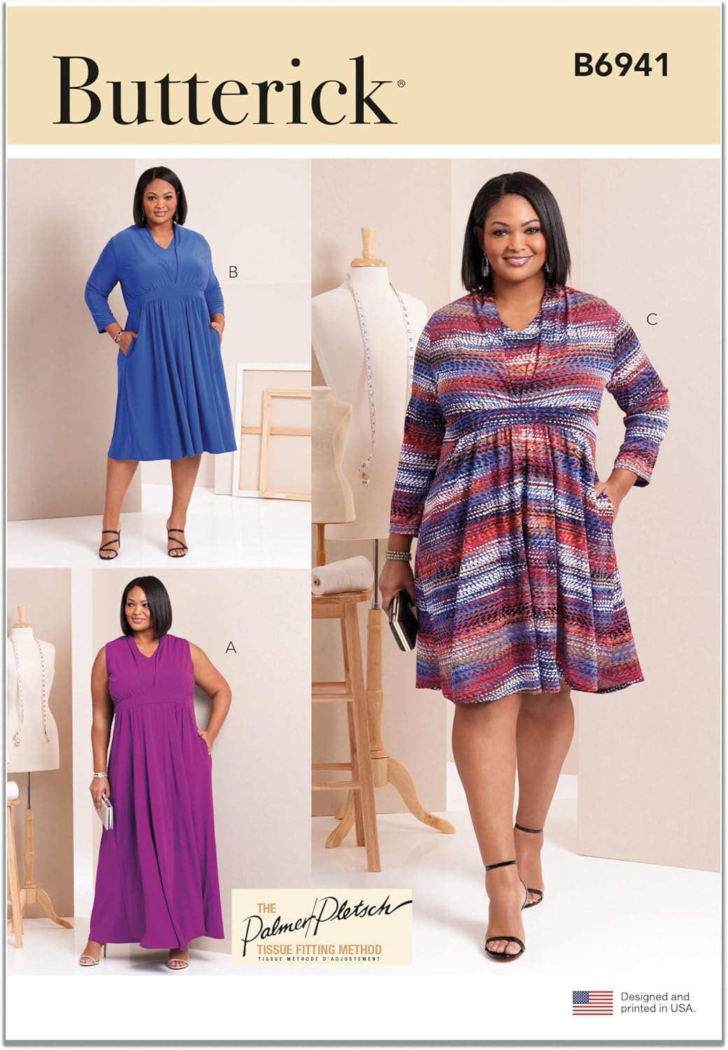 Amazon.com: Butterick Women's Knit Dresses Sewing Pattern Kit by Palmer ...