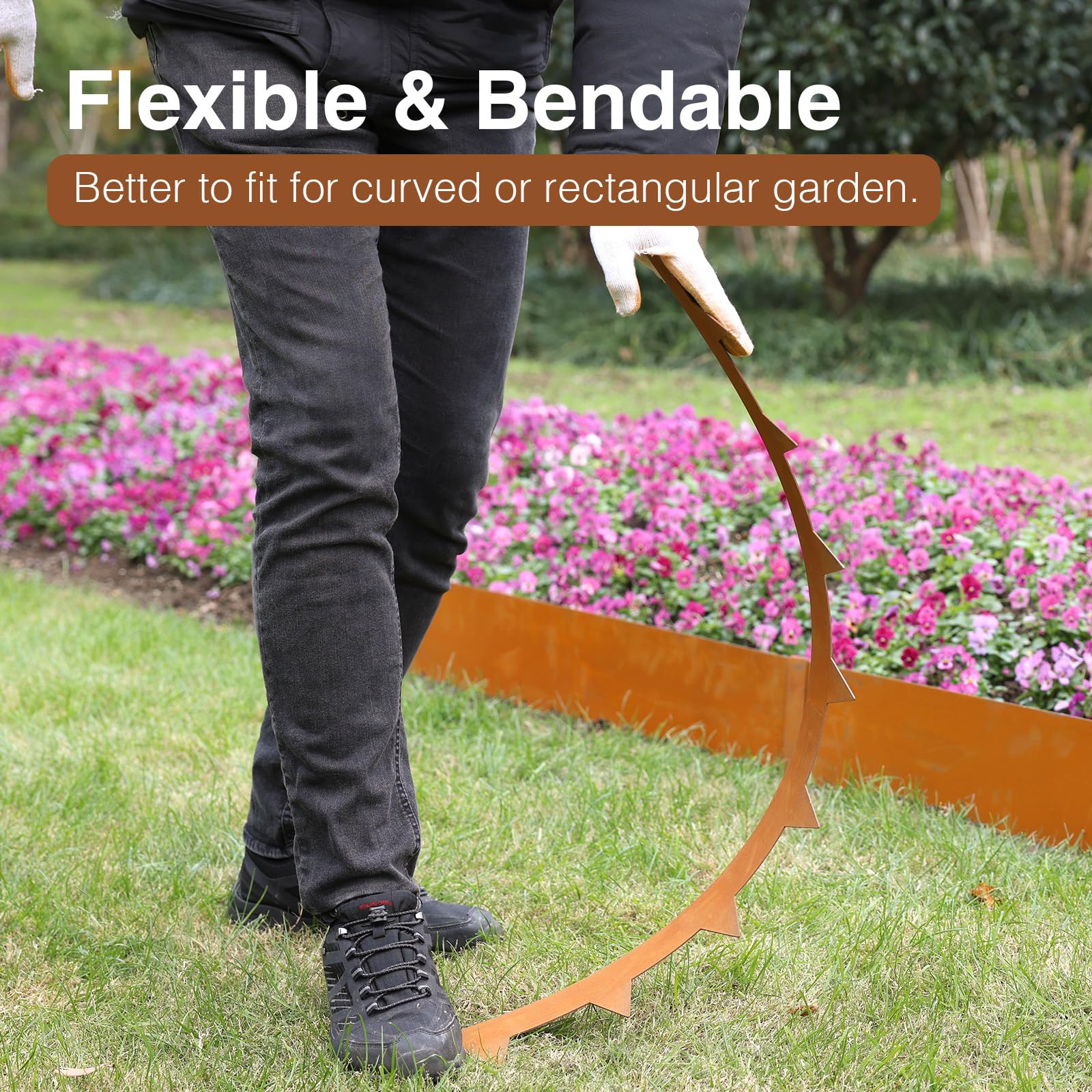Landscape Fabric 10-Pack Corten Steel Lawn Edging - Rust Patina Guyana ...