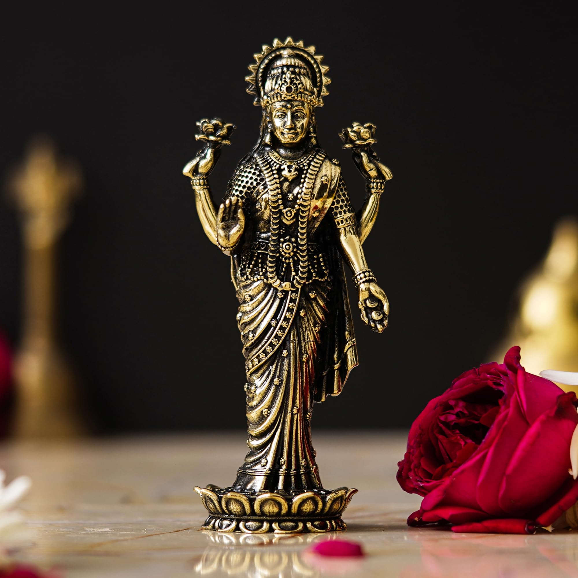Buy Shyam Antique Creation Brass 5 Inch Sitting Maa Lakshmi Murti ...
