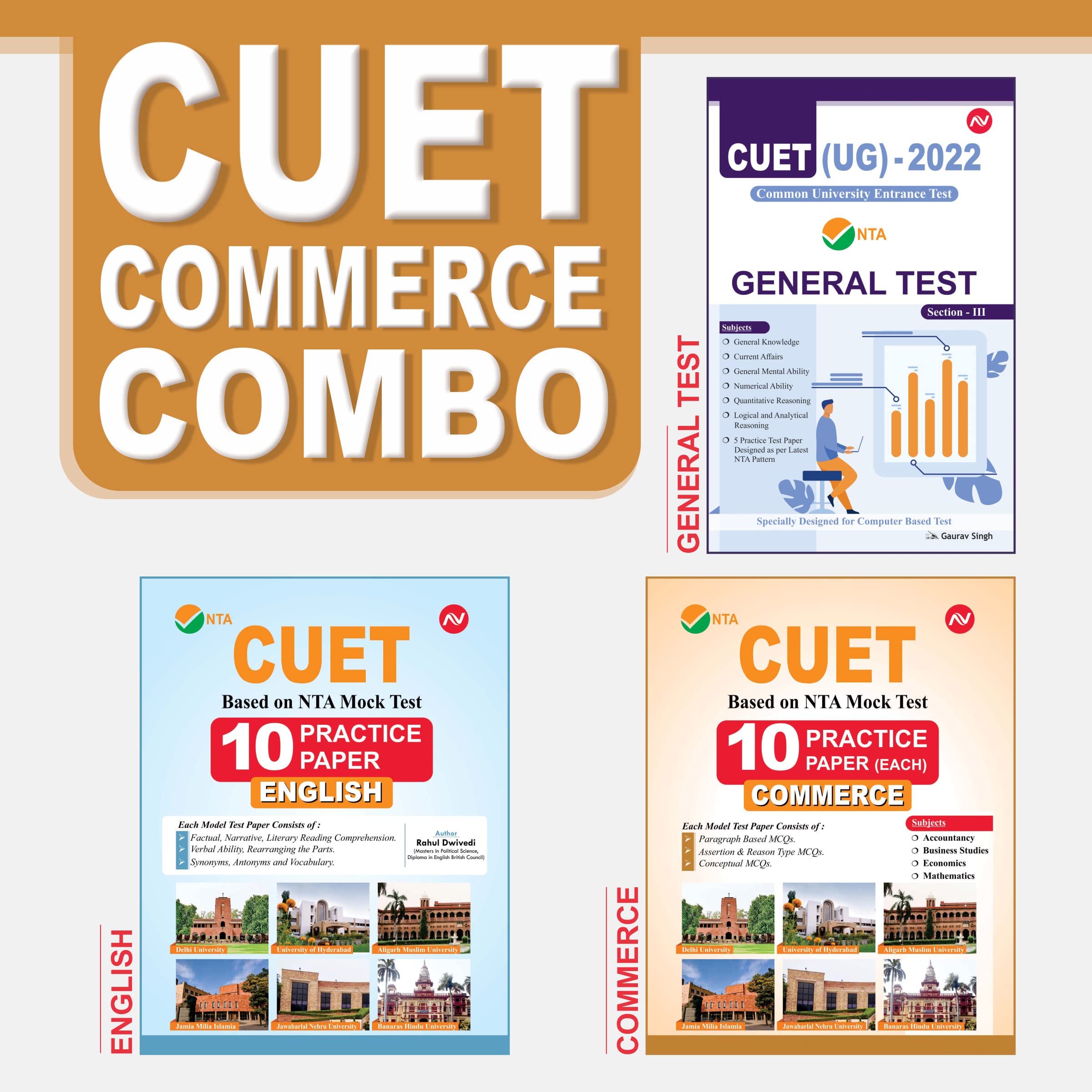 Buy CUET Combo - NTA CUET UG General Test Book, NTA CUET Commerce ...